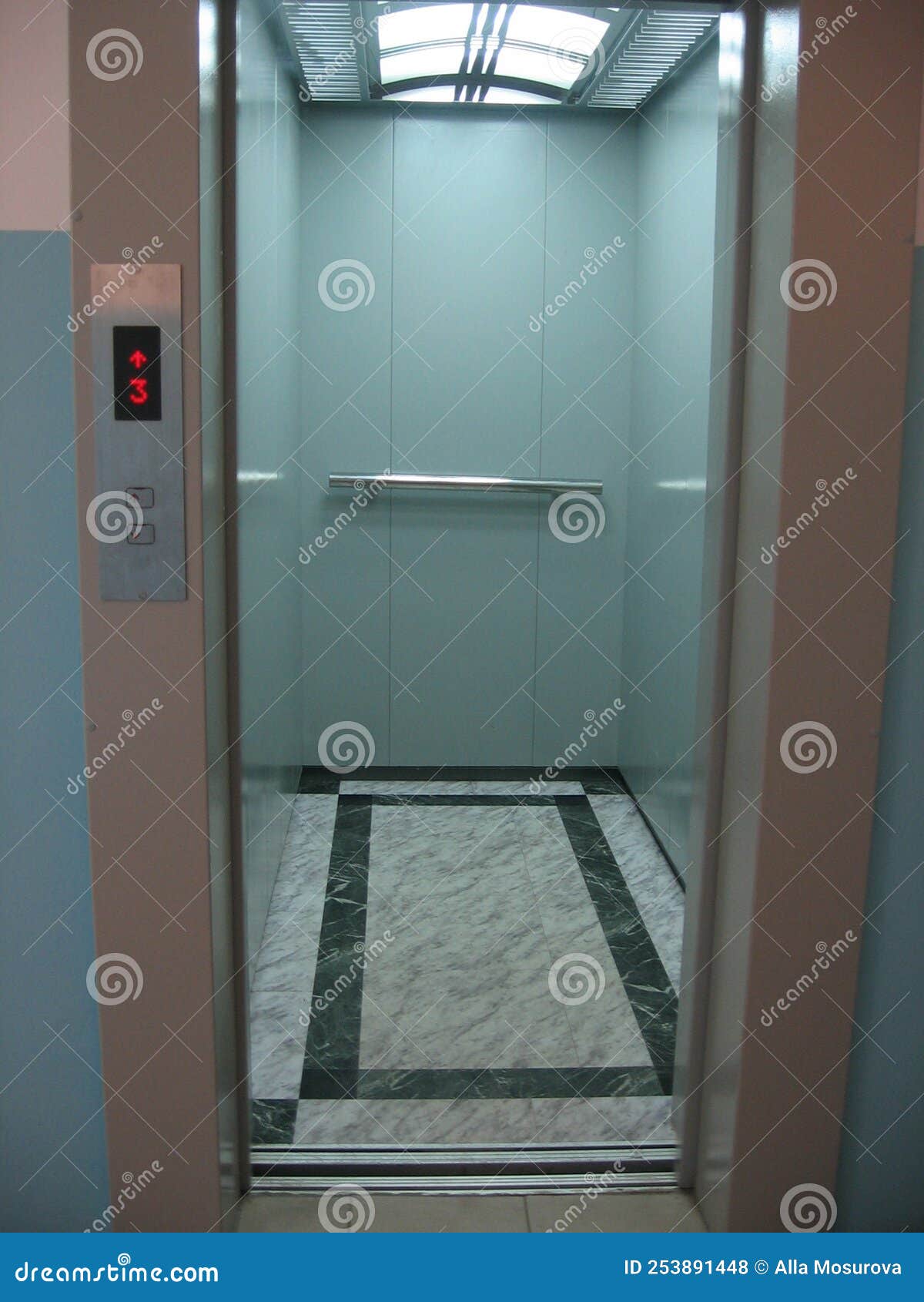 Open Elevator Cabin for Cargo Transportation Passenger Door Stock Photo ...