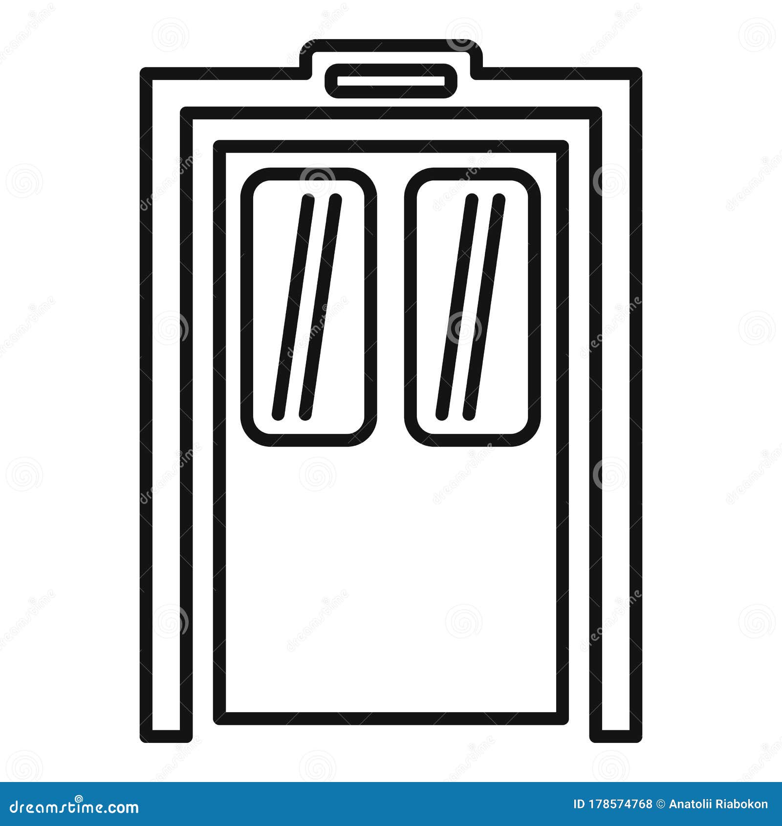 Open Elevator Icon, Outline Style Stock Vector - Illustration of door ...