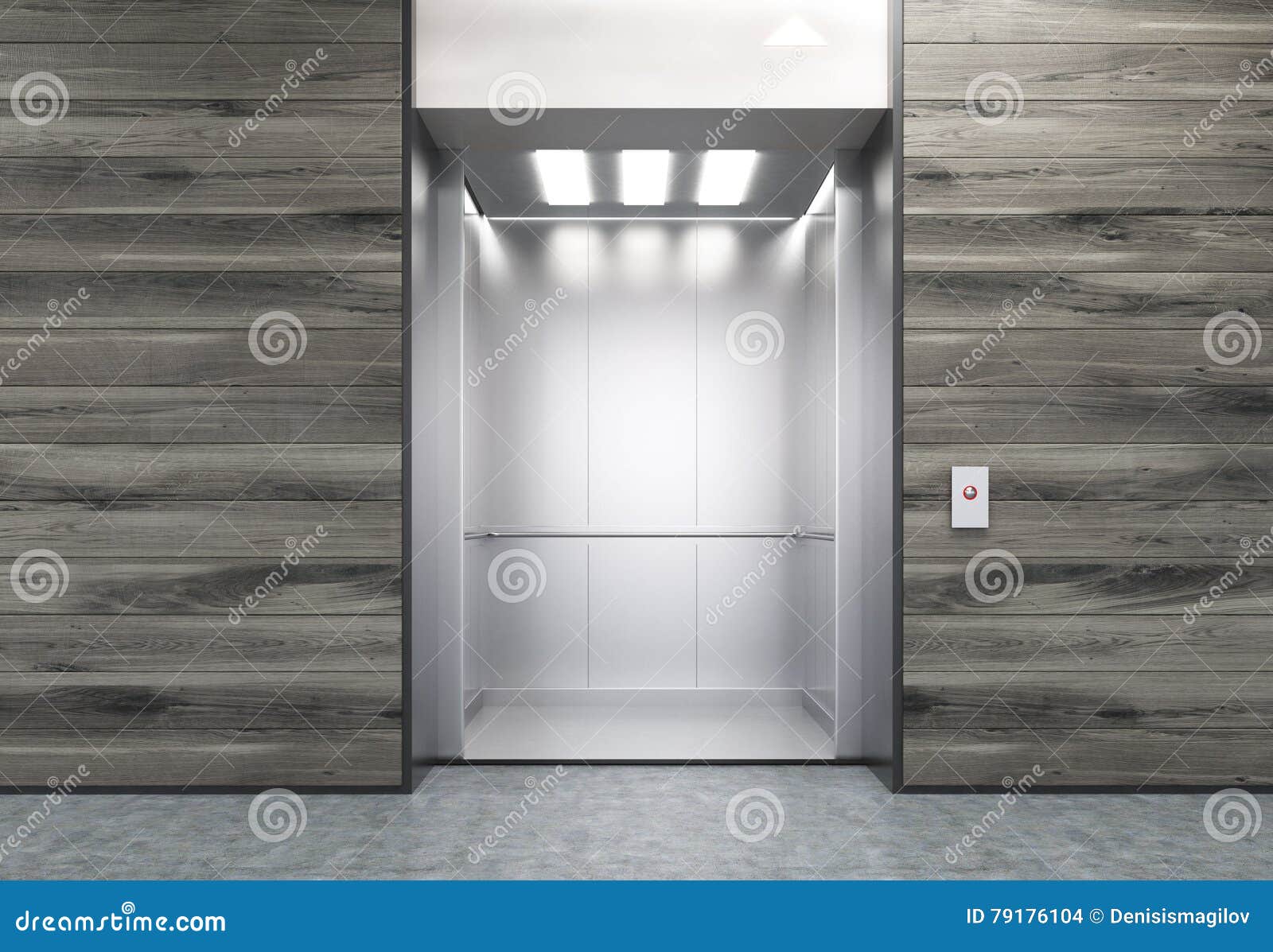 Open Elevator in Wooden Wall Stock Illustration - Illustration of ...