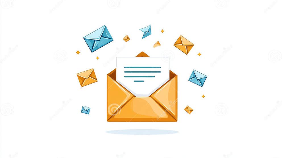 Open Email with Flying Envelopes Showing Online Communication and ...