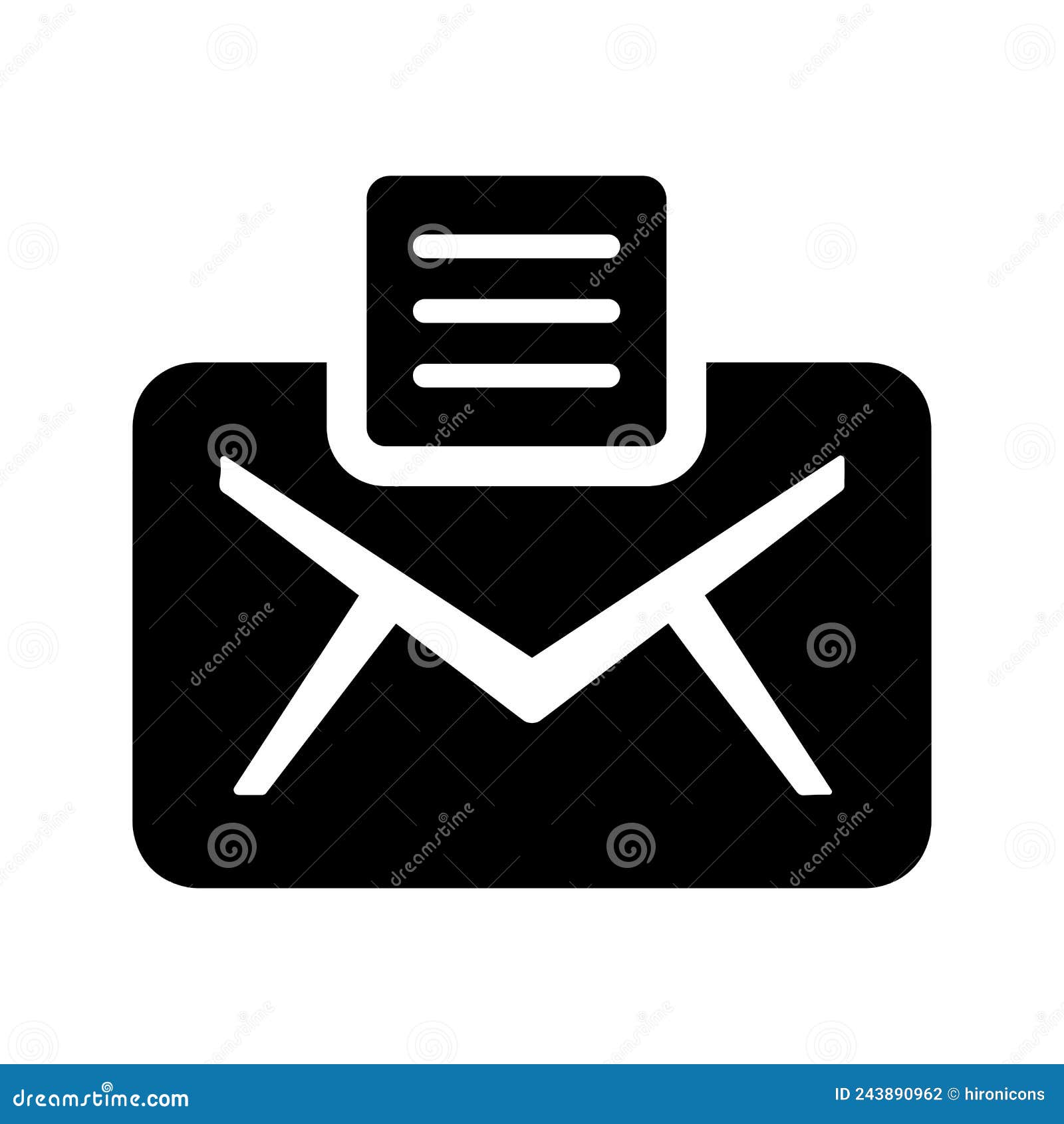 Open Email Icon. Black Vector Graphics Stock Vector - Illustration of ...
