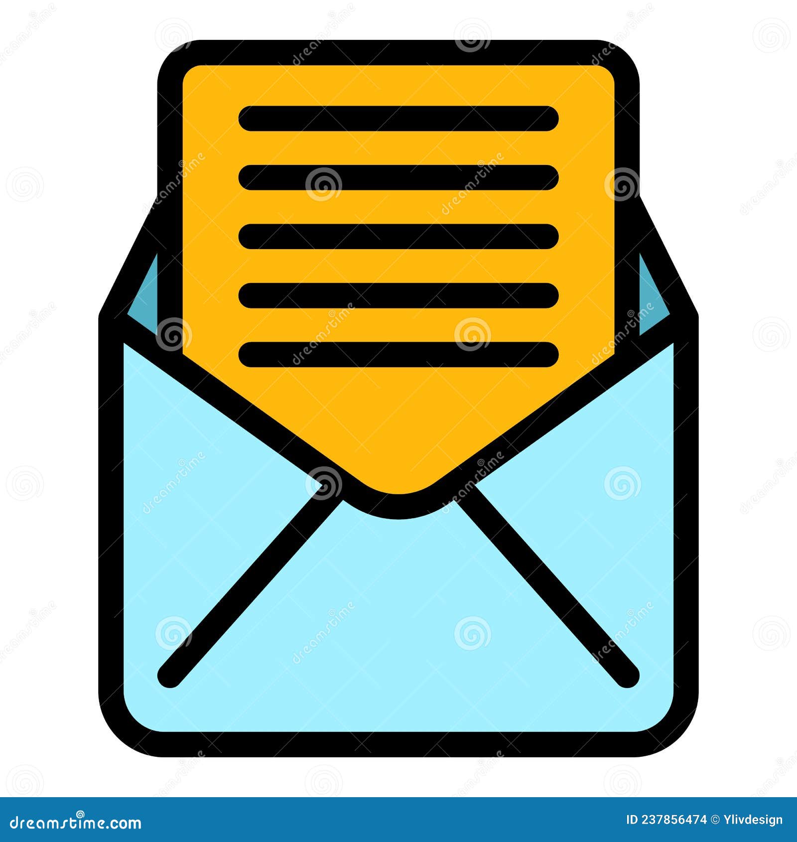 Open Email Icon Color Outline Vector Stock Vector - Illustration of ...