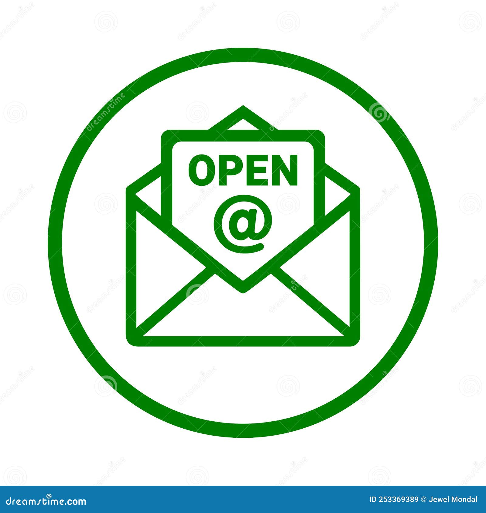Open Email Icon. Green Vector Design Stock Illustration - Illustration ...
