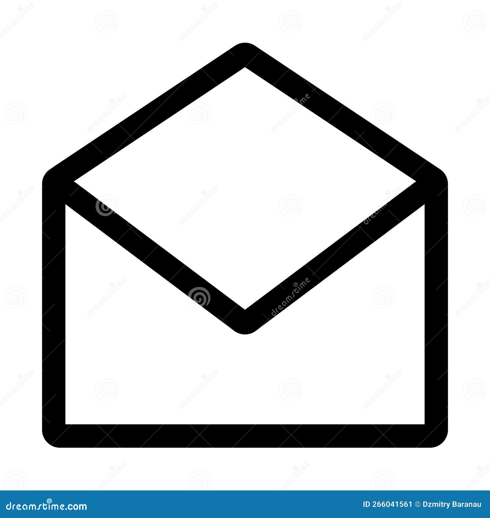 Open Email Icon Line Isolated on White Background. Black Flat Thin Icon ...