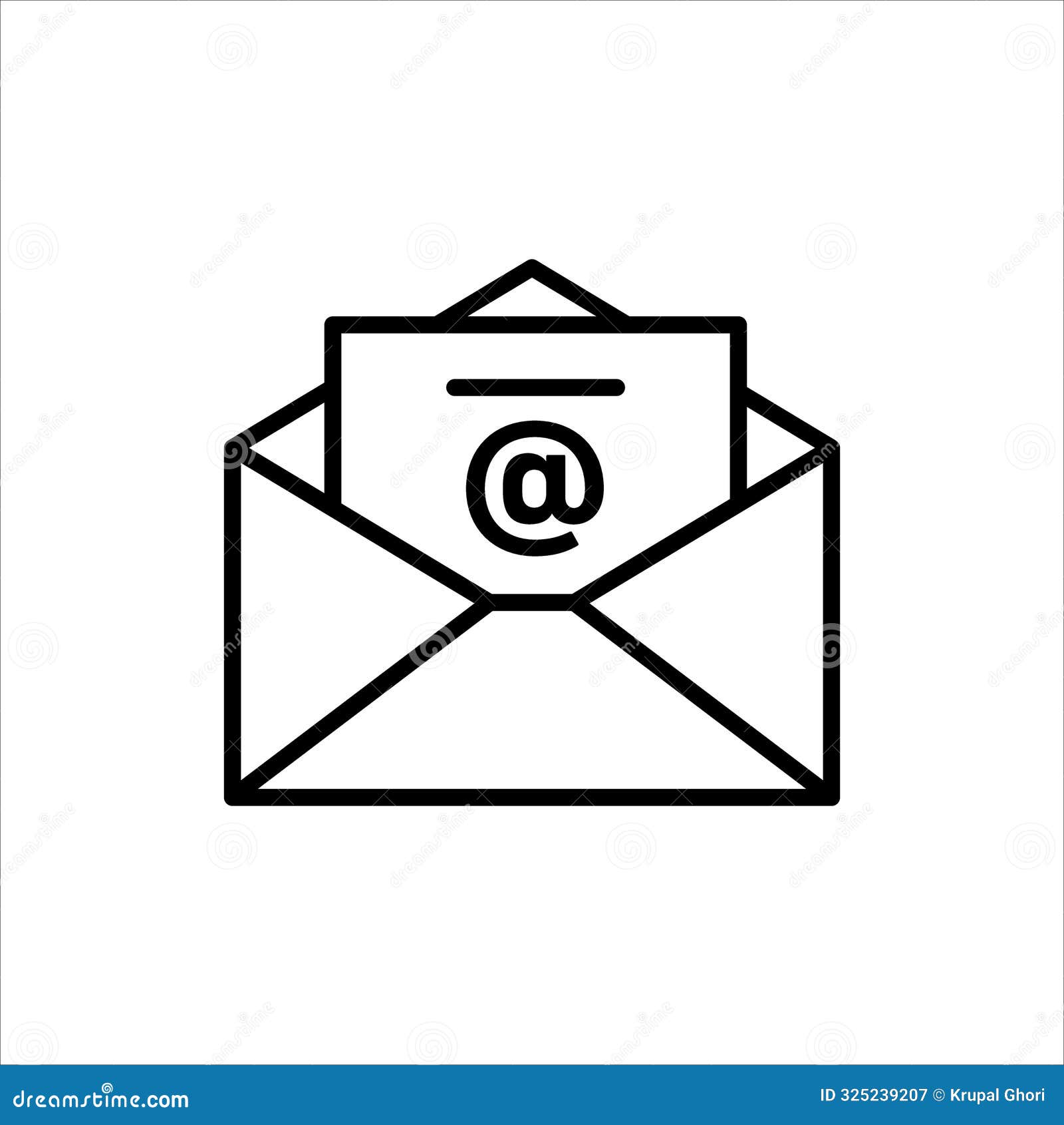 Open Email Icon Outline Flat Icon Stock Illustration - Illustration of ...