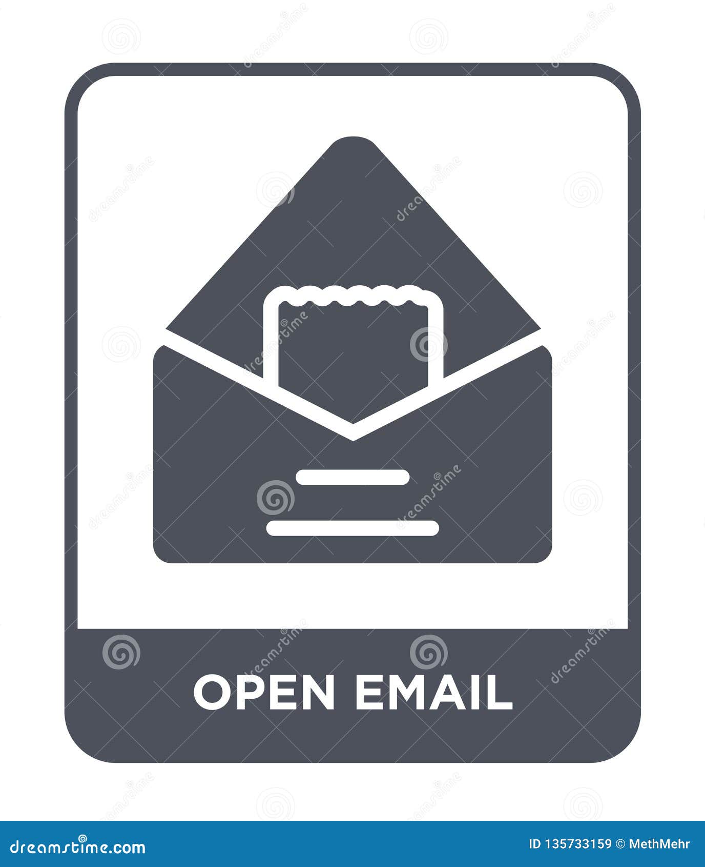 Open Email Icon in Trendy Design Style. Open Email Icon Isolated on ...