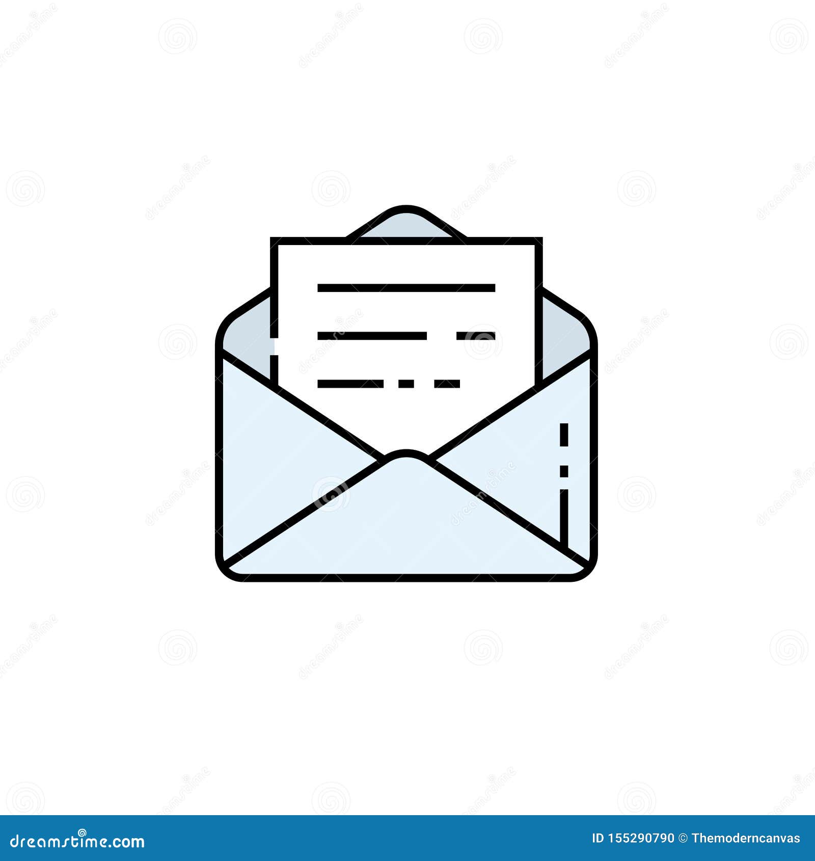 Open email line icon stock vector. Illustration of concept - 155290790