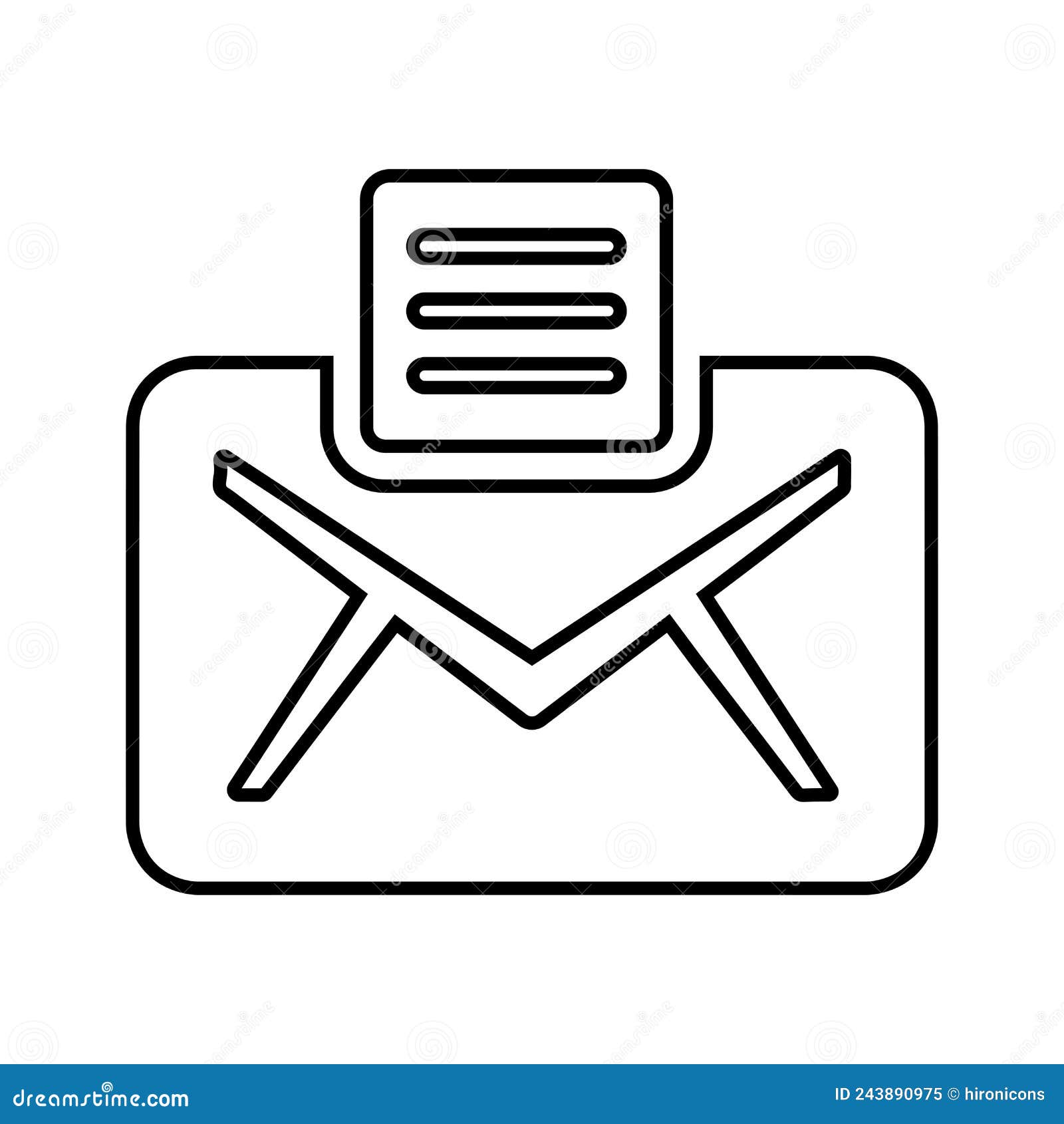 Open Email Outline Icon. Line Art Vector Stock Vector - Illustration of ...
