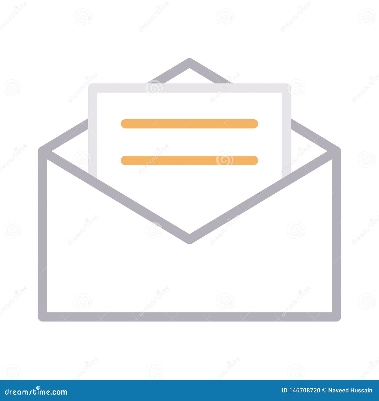 Open Email Thin Line Color Vector Icon Stock Vector - Illustration of ...