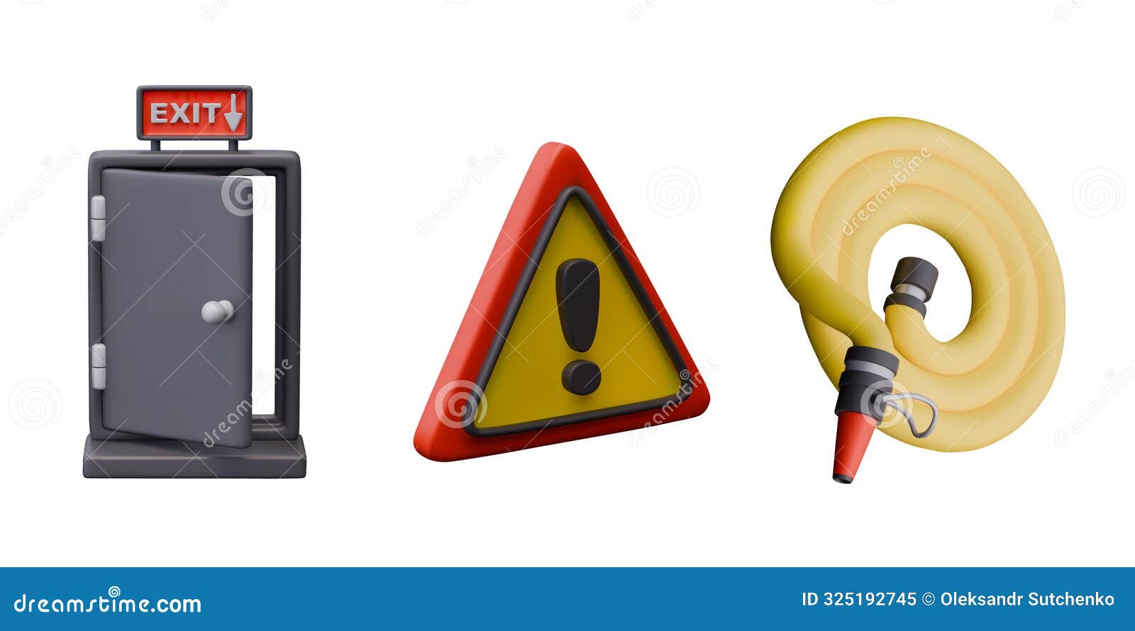 Open Emergency Exit Door, Triangular Sign Attention, Danger, Twisted ...