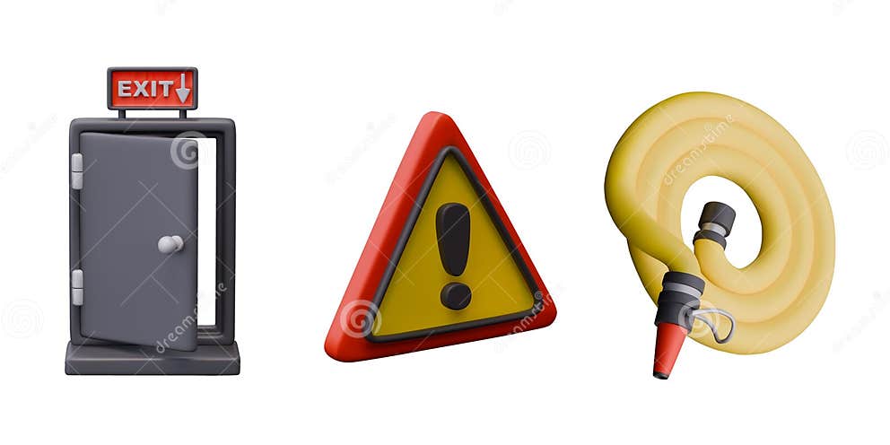 Open Emergency Exit Door, Triangular Sign Attention, Danger, Twisted ...