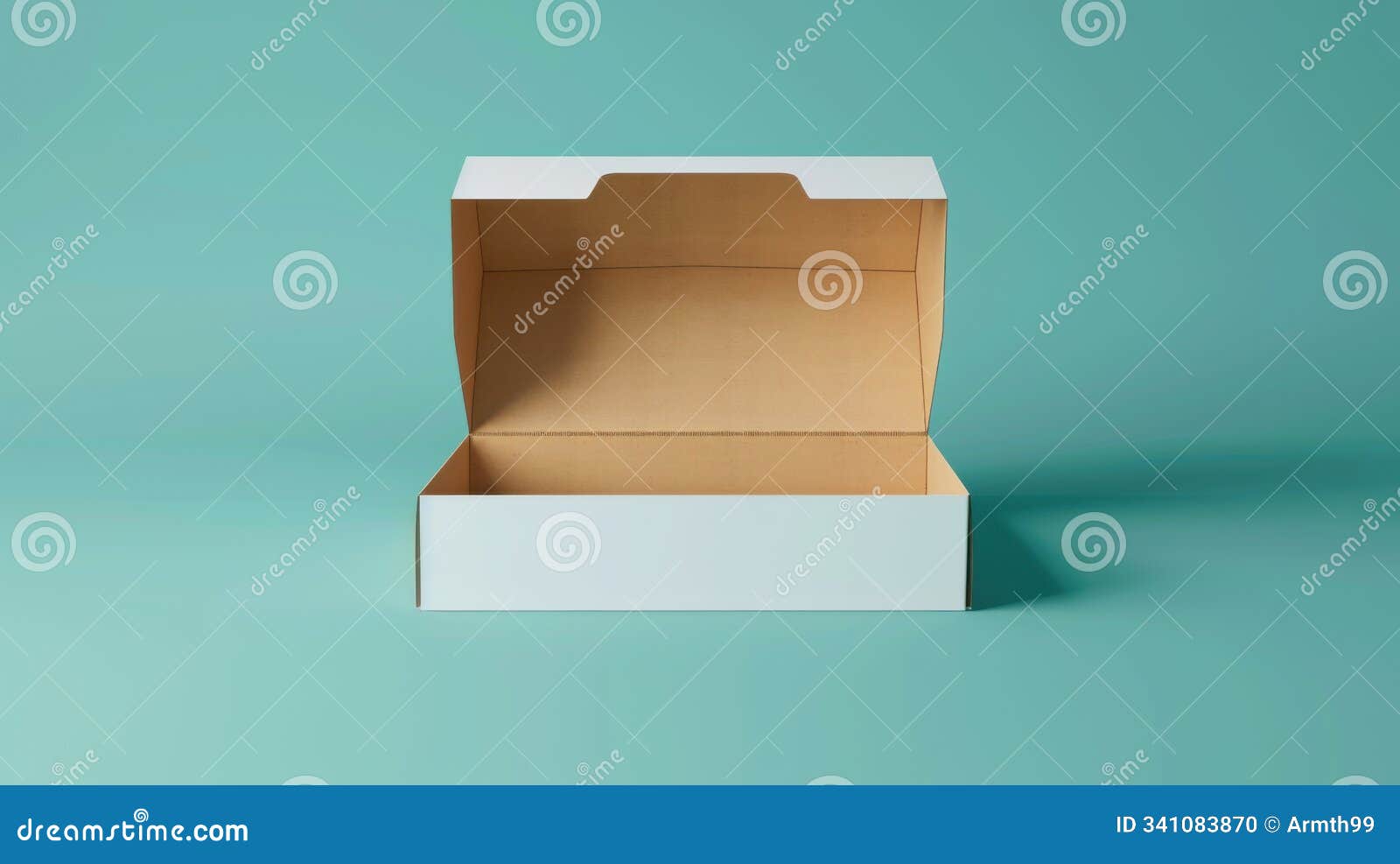 Open Empty Box on a Teal Background, Showcasing Packaging Design Stock ...