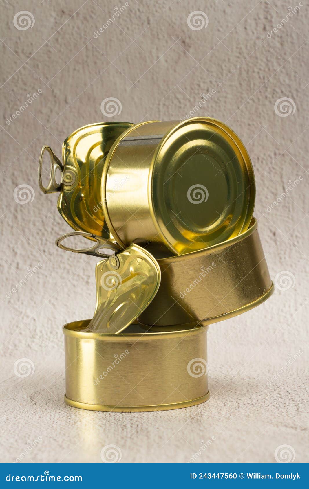 Open and Empty Cans of Canned Food Stacked Stock Photo - Image of ...