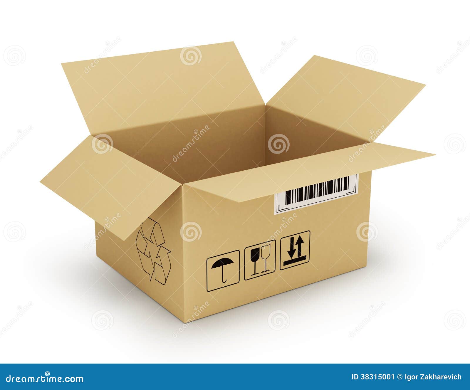 Open Empty Cardboard Box 3d Illustration, Stock Illustration ...