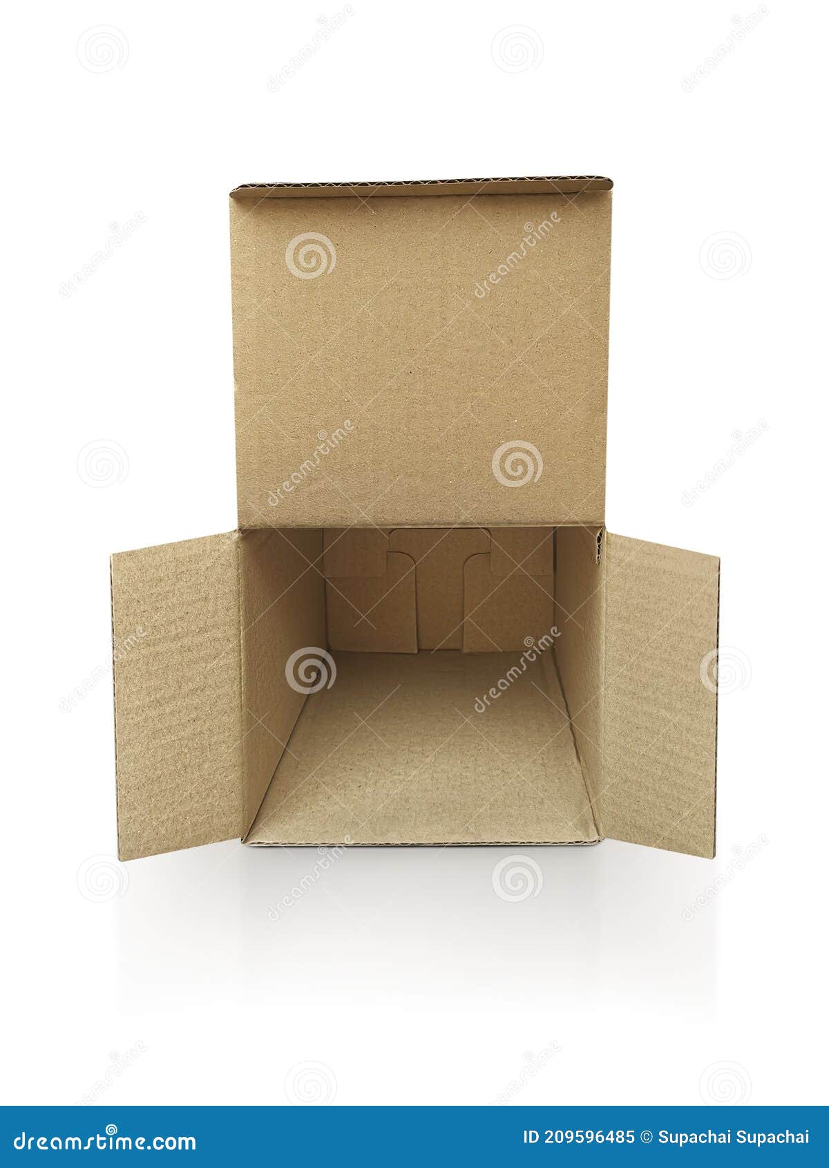 Open Empty Cardboard Box Isolated on White Background. Stock Image ...