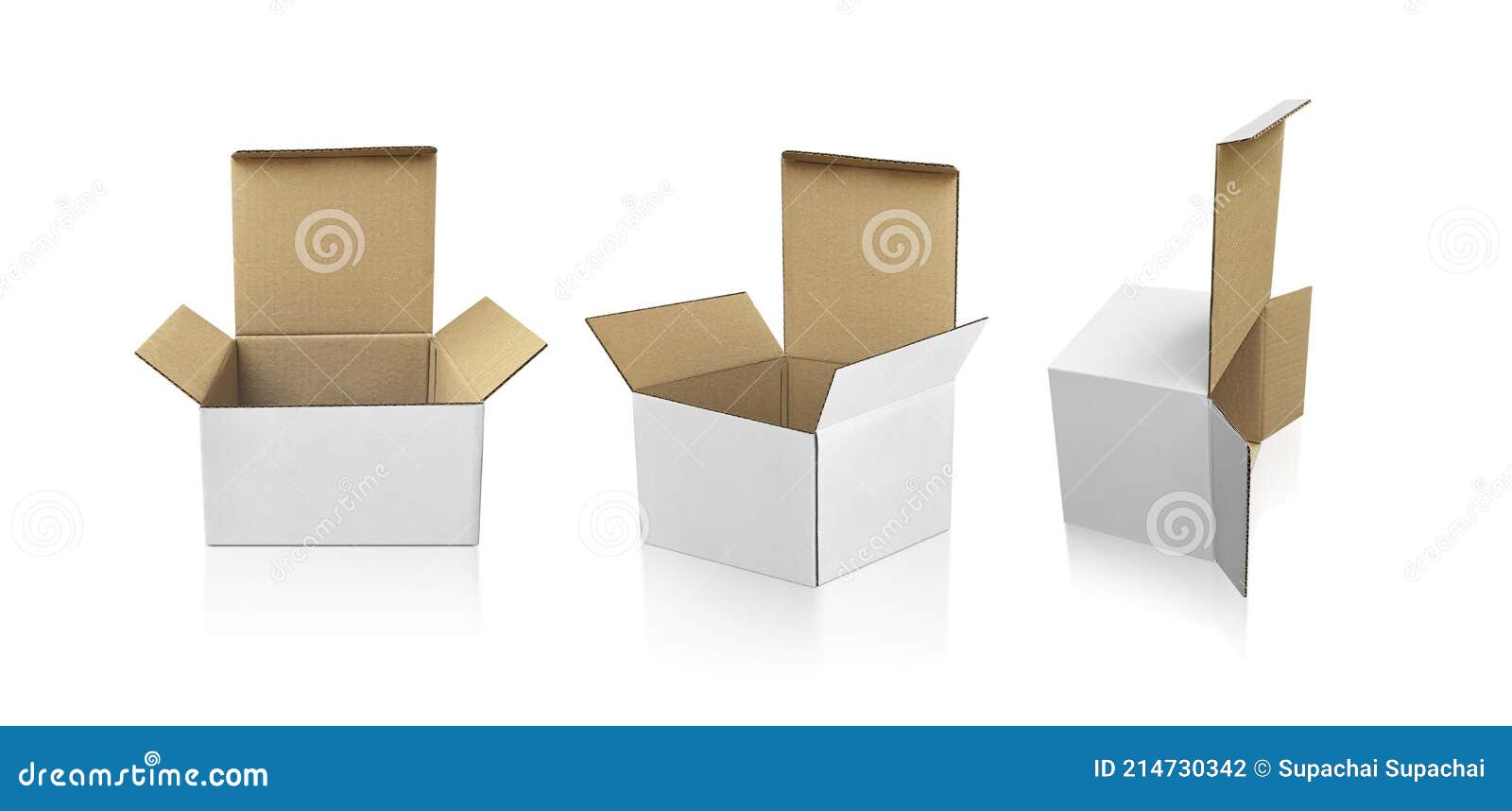 Open Empty Cardboard Box Isolated on White Background Stock Photo ...