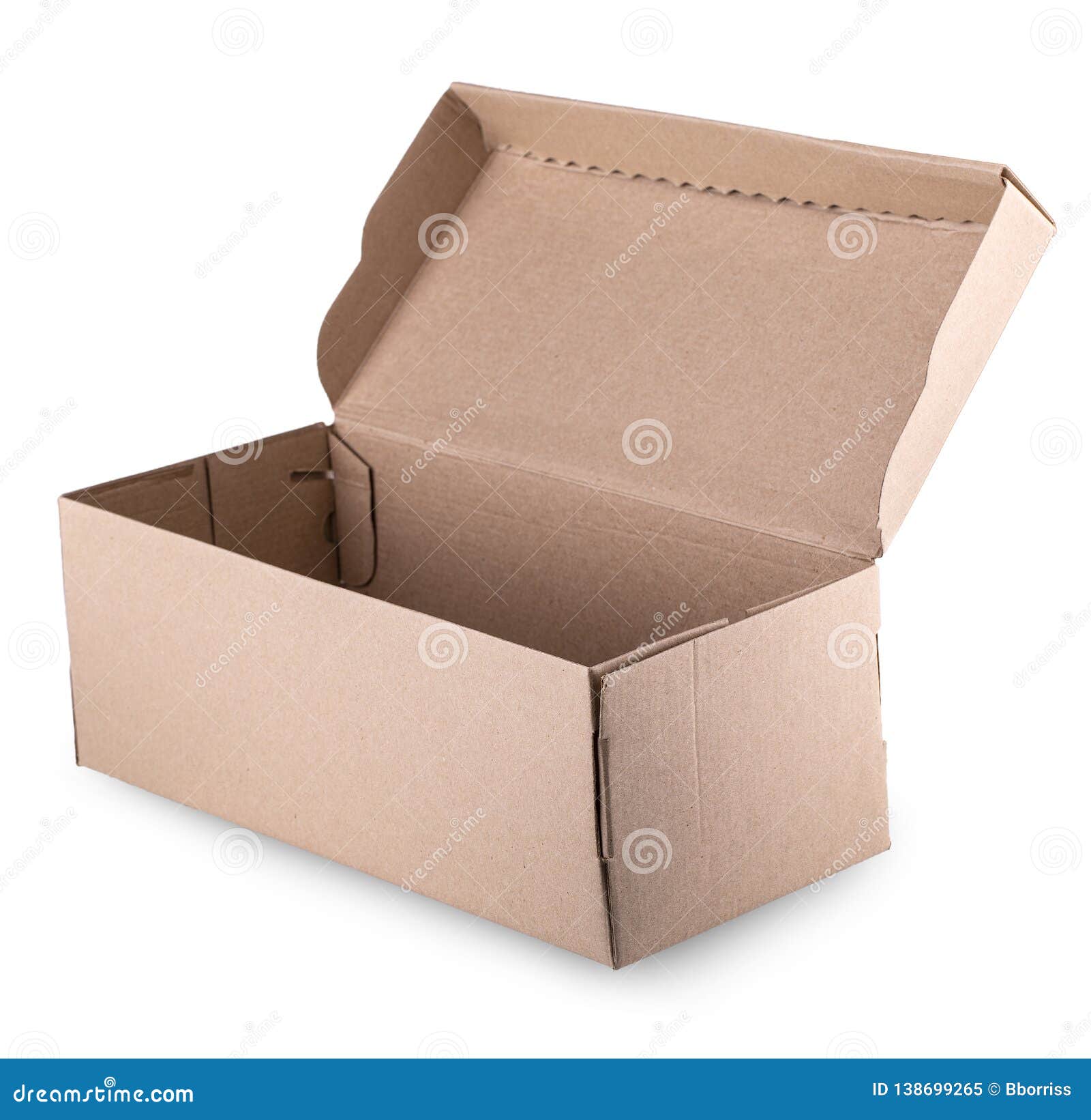 Open Empty Cardboard Box Isolated on White Stock Image - Image of copy ...