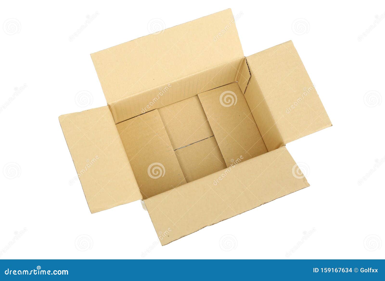Open Empty Carton Corrugated Cardboard Box Isolated on White Stock ...