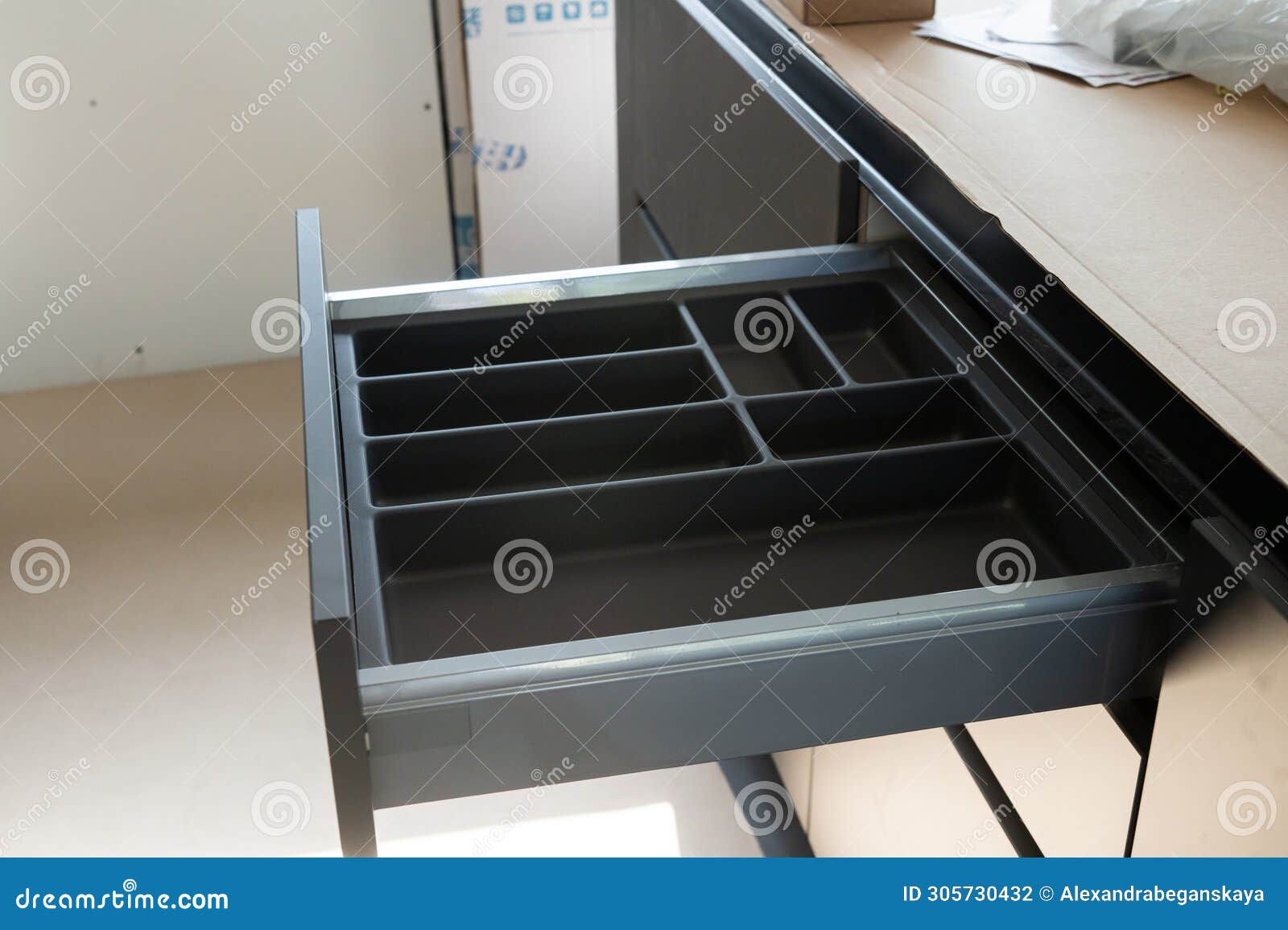 Empty Modern Drawer Organizer Stock Photo - Image of compartmental ...