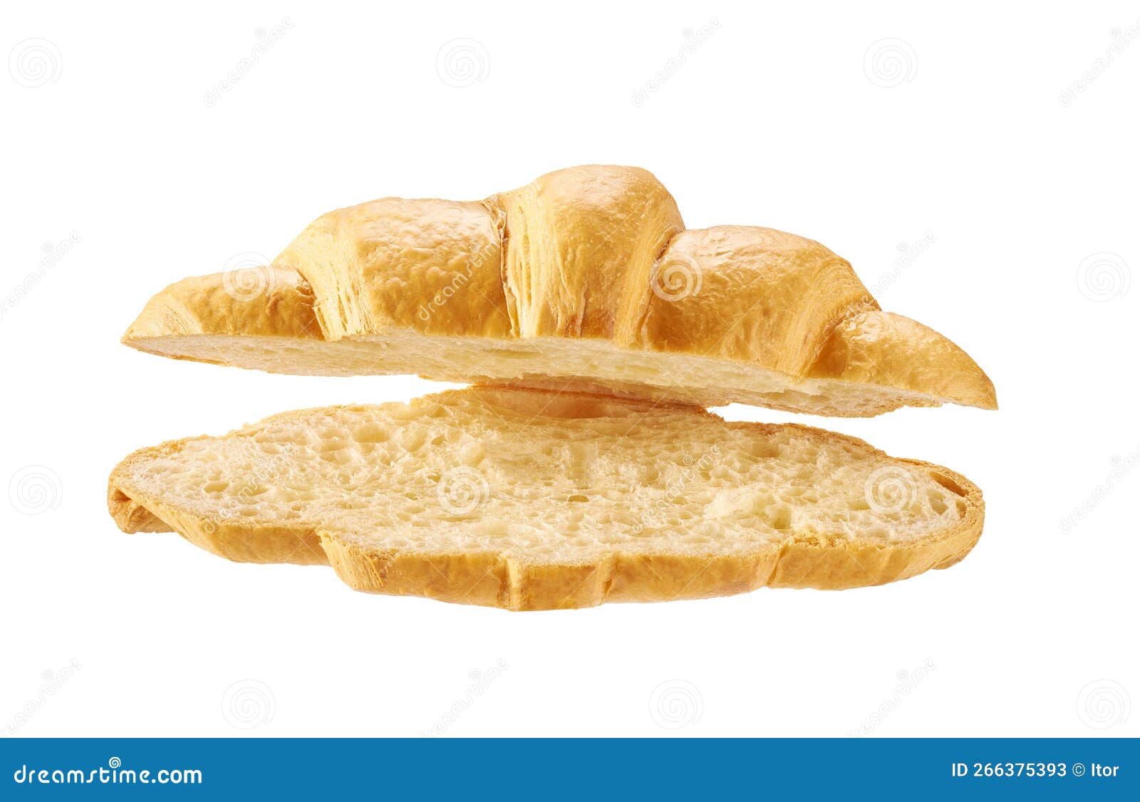 Open and Empty Fresh Croissant Isolated on a White Background Stock ...