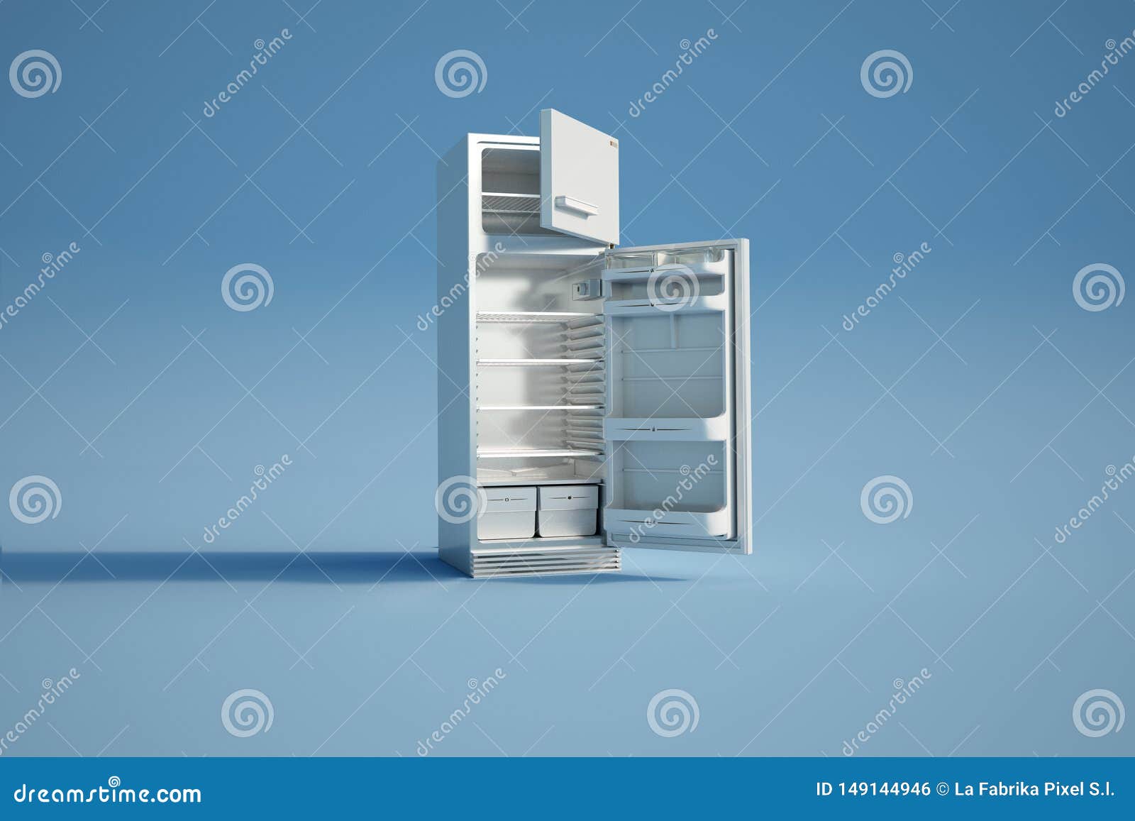 Open empty fridge stock illustration. Illustration of fresh - 149144946