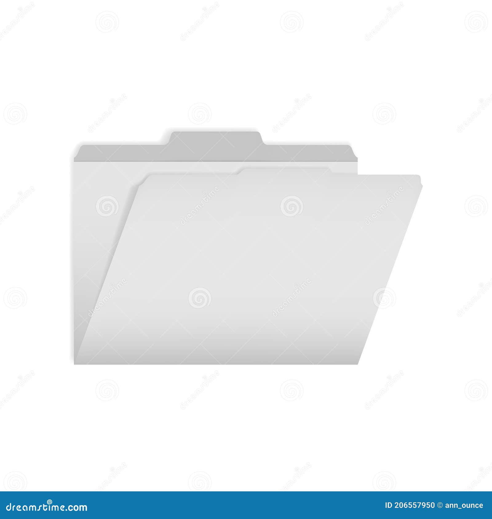 Open Empty Gray Tabbed File Folder Realistic Vector Mock-up Stock ...