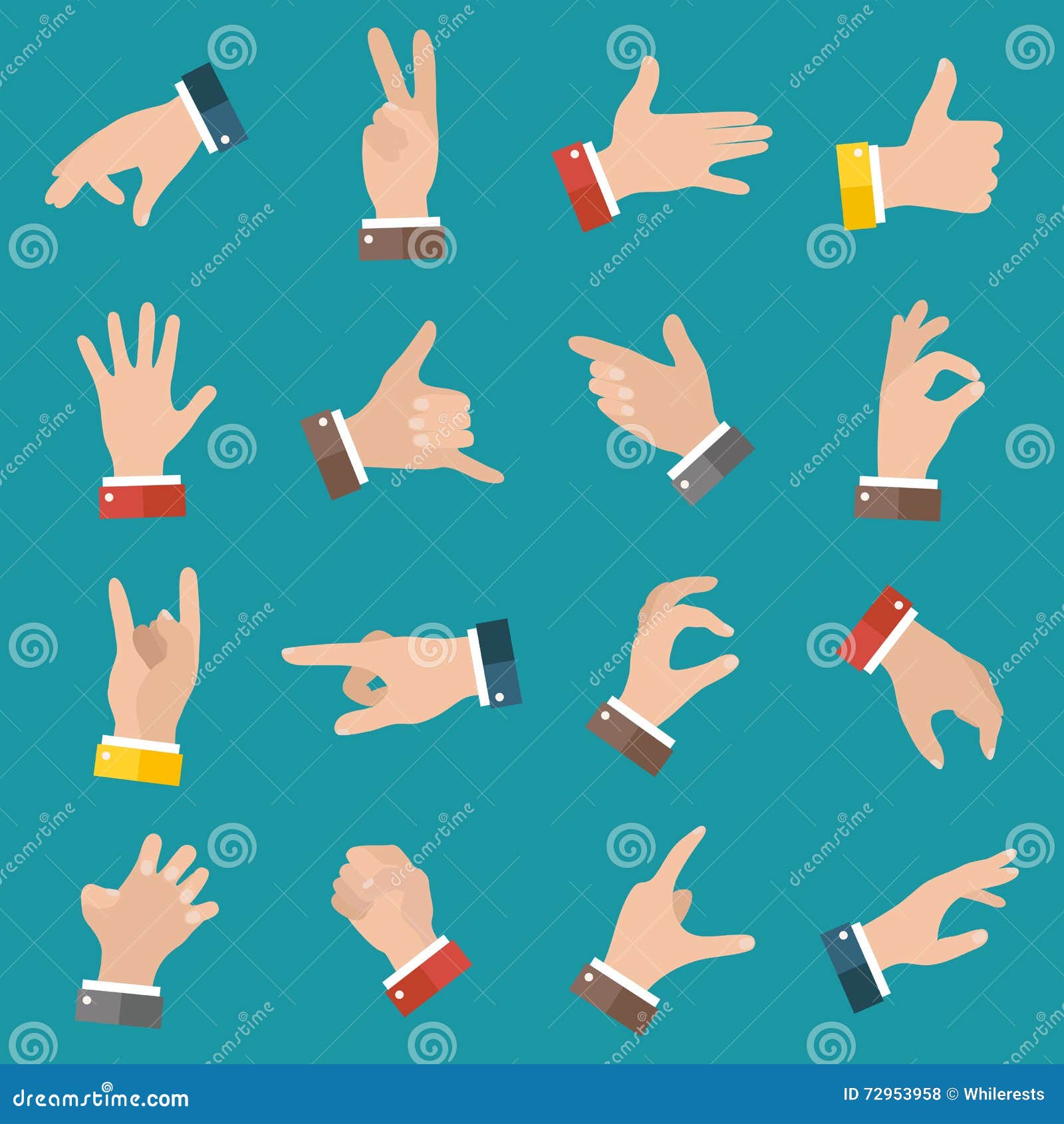 Open Empty Hands Showing Different Gestures. 16 Icons Set Isolated ...