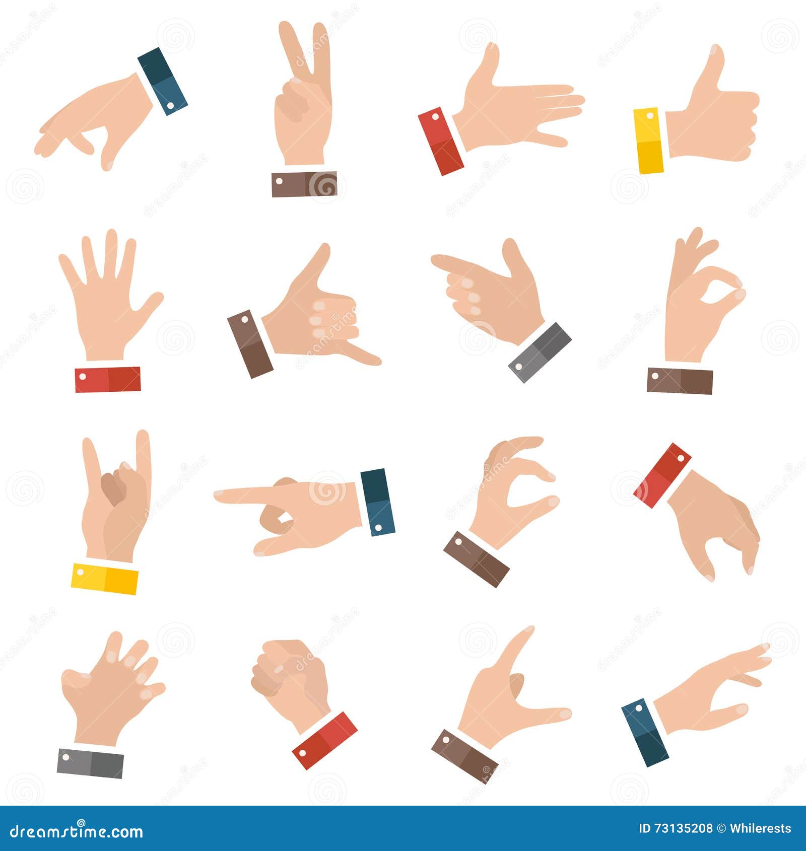 Open Empty Hands Showing Different Gestures. 16 Icons Set Stock Vector ...