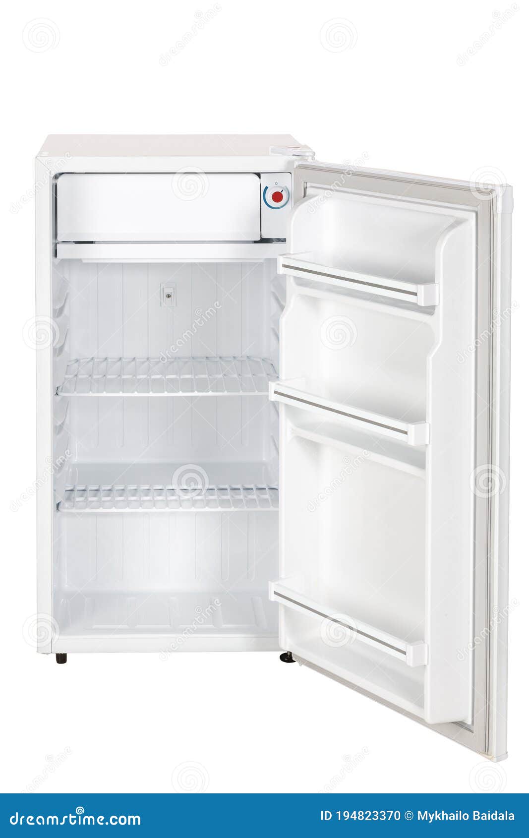 Open an Empty Mini Fridge Refrigerator Isolated on White Background ...