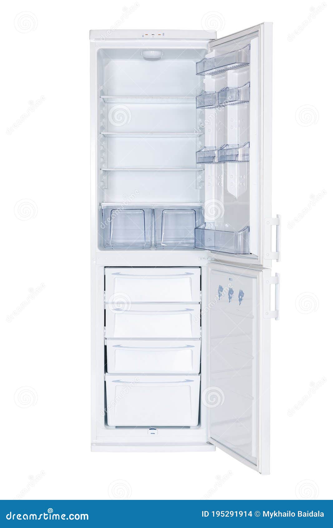 Open an Empty Mini Fridge Refrigerator Isolated on White Background ...