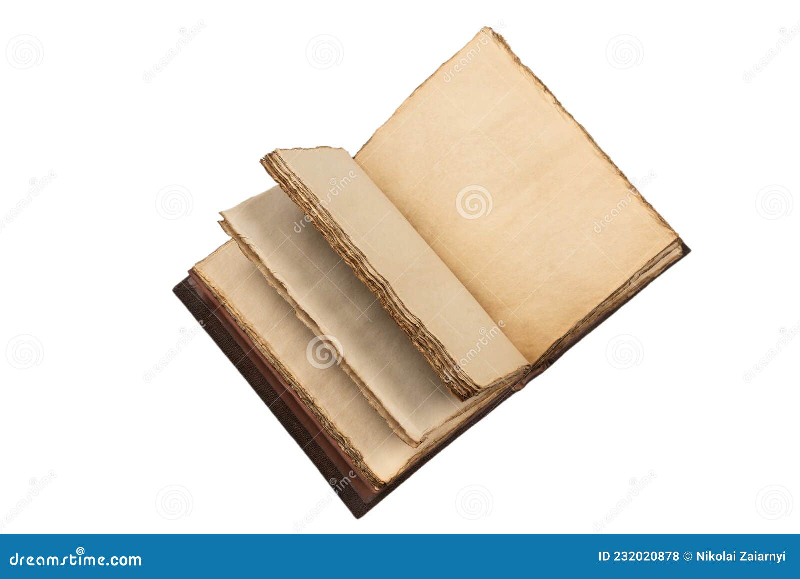 An Open Empty Old Notebook Isolated on a White Background Stock Photo ...