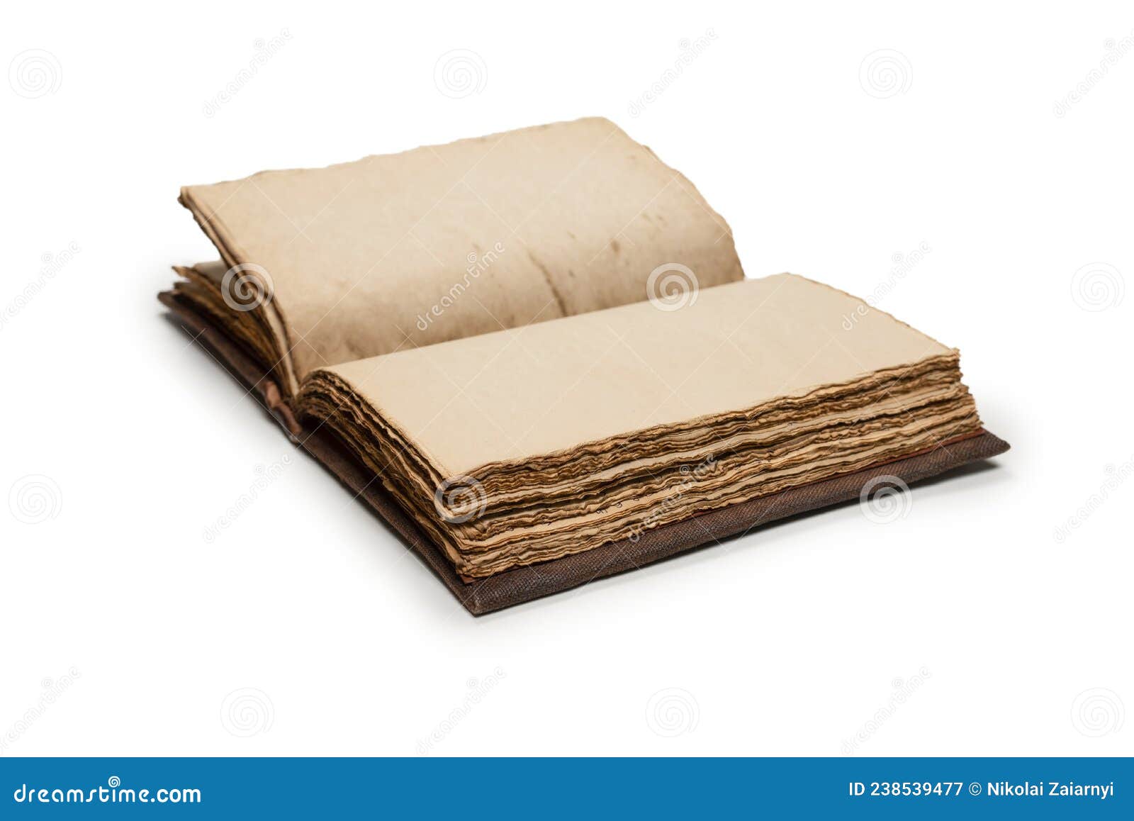 An Open Empty Old Notebook Isolated on a White Background Stock Image ...