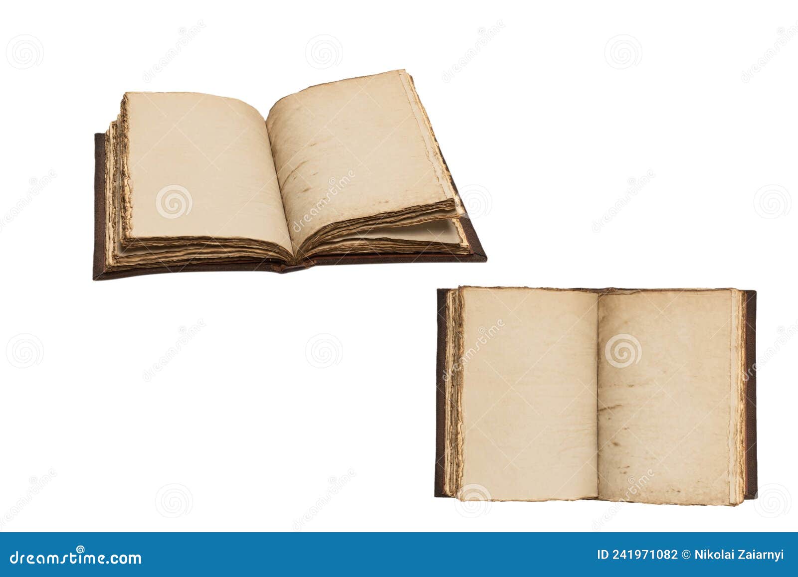 An Open Empty Old Notebook Isolated on a White Background Stock Photo ...