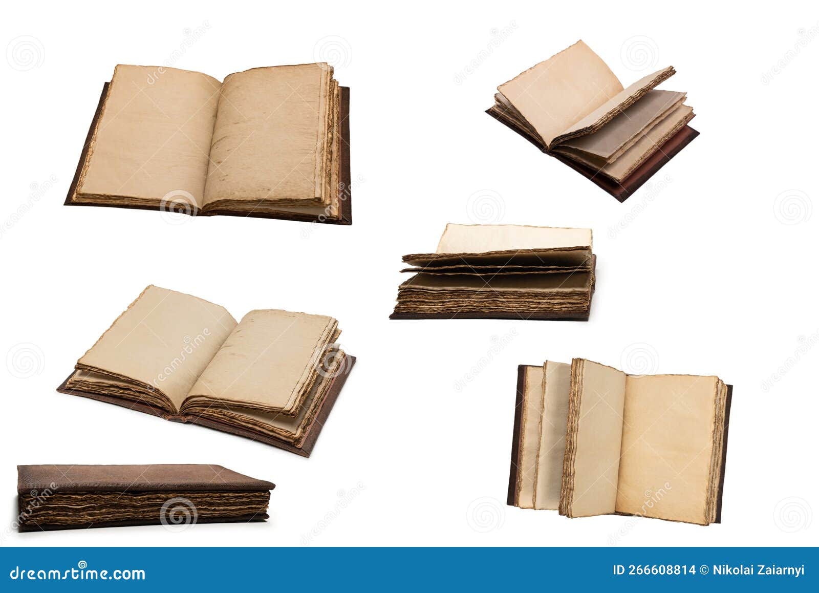 An Open Empty Old Notebook Isolated on a White Background Stock Photo ...