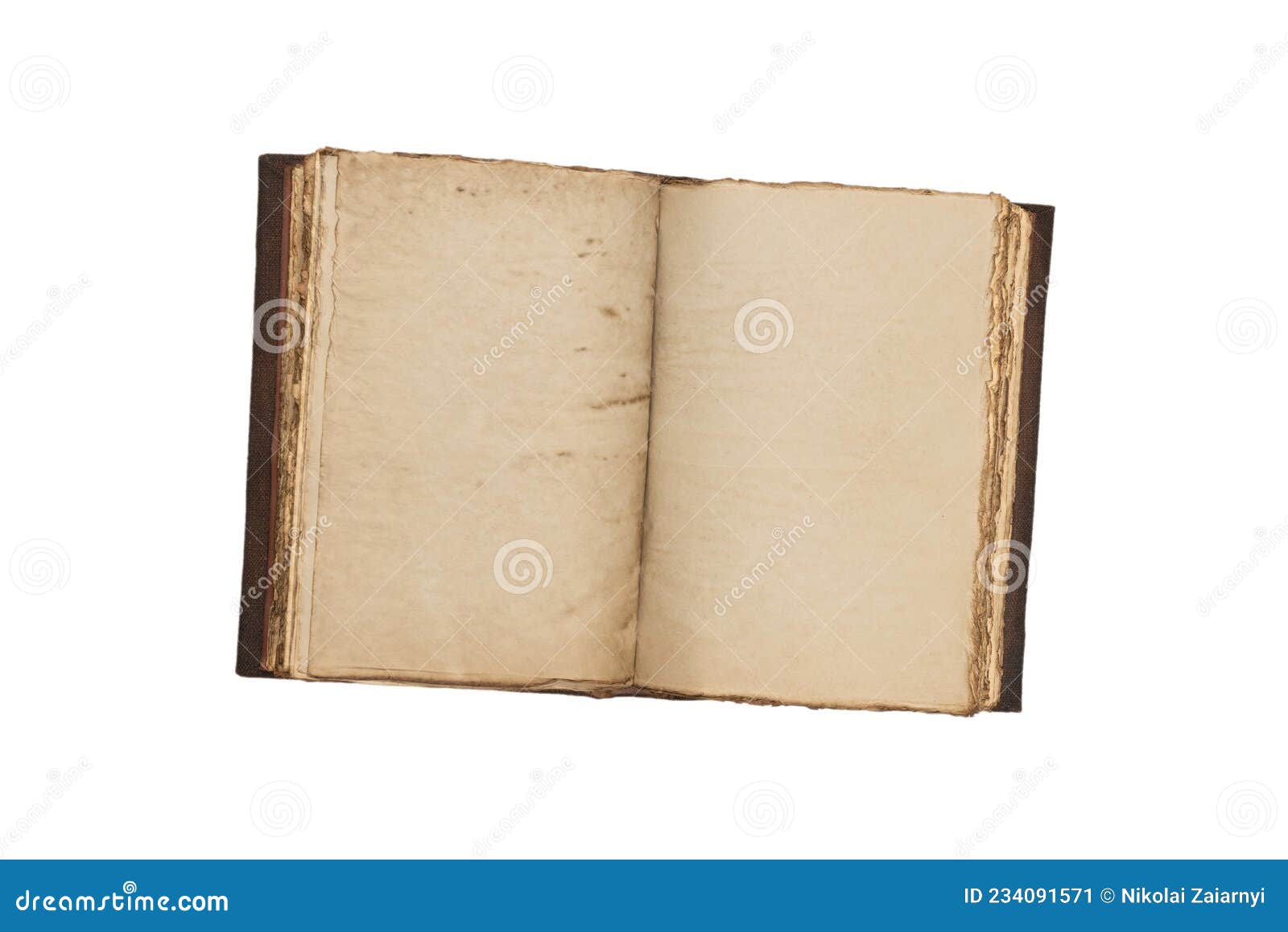 An Open Empty Old Notebook Isolated on a White Background Stock Image ...