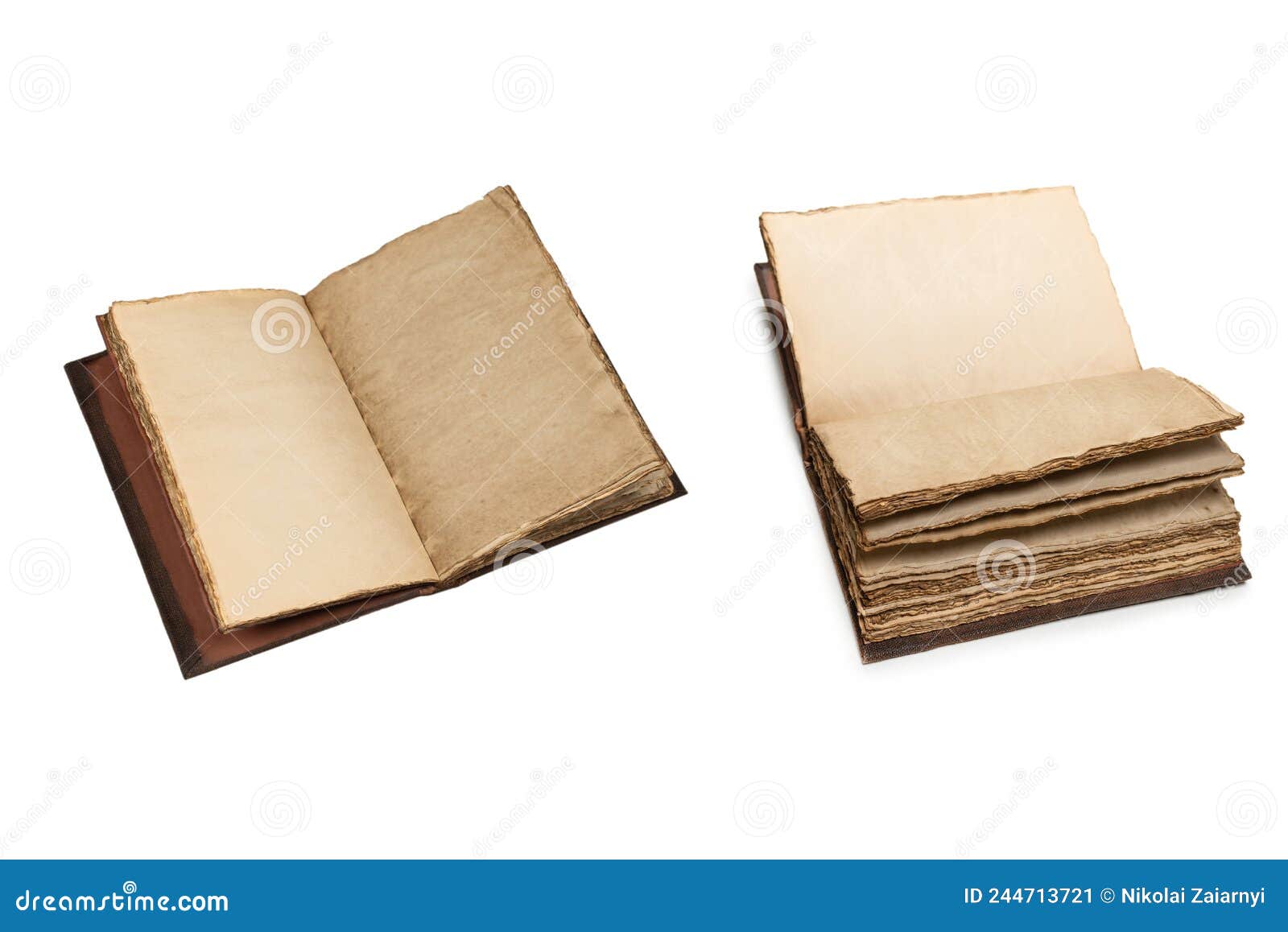 An Open Empty Old Notebook Isolated on a White Background Stock Image ...