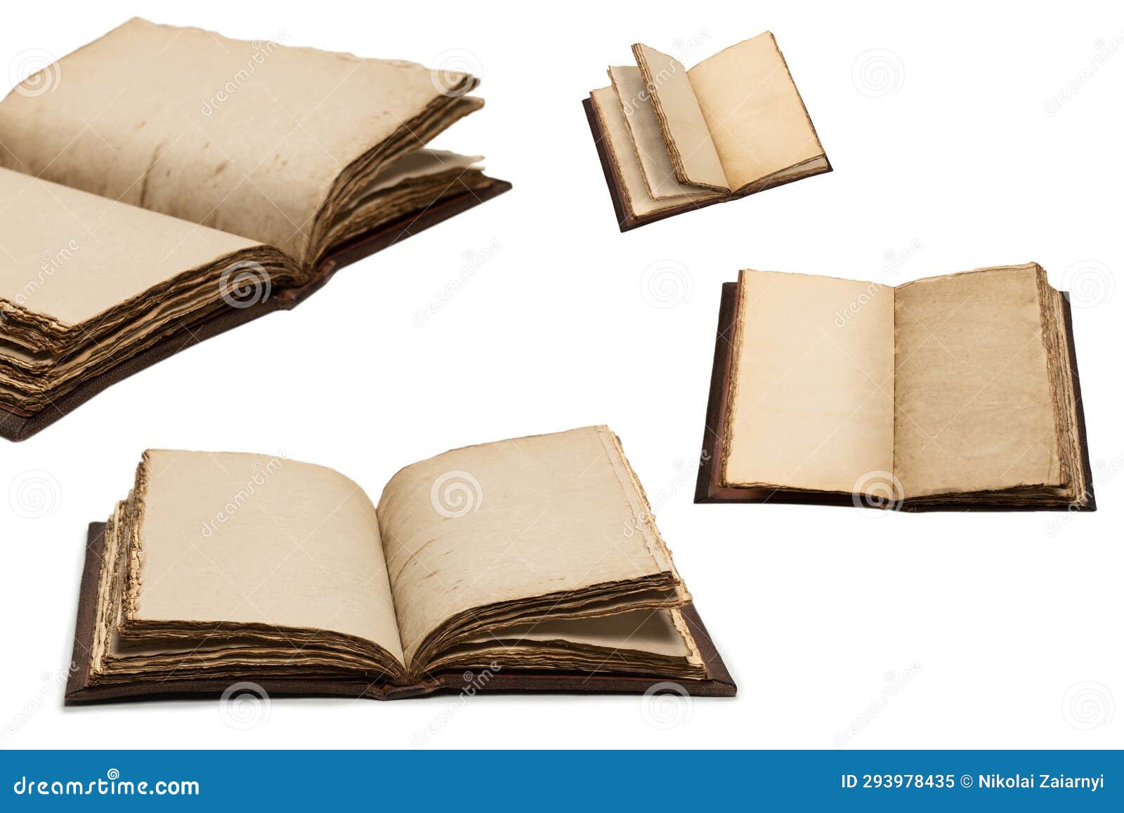 An Open Empty Old Notebook Isolated on a White Background Stock Image ...