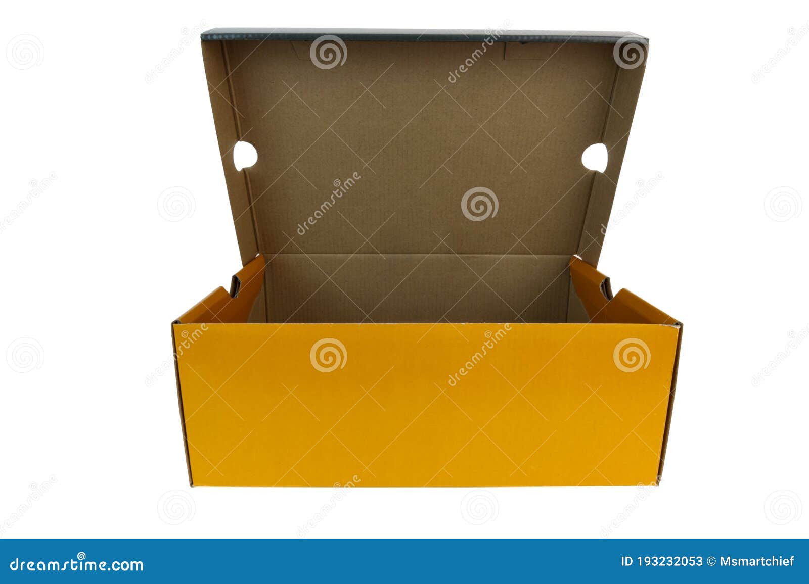 Open and Empty Orange Shoebox Stock Image - Image of open, white: 193232053
