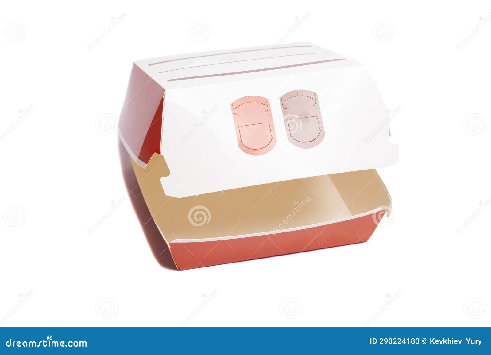 Open Empty Paper Burger Box Isolated on White Stock Image - Image of ...