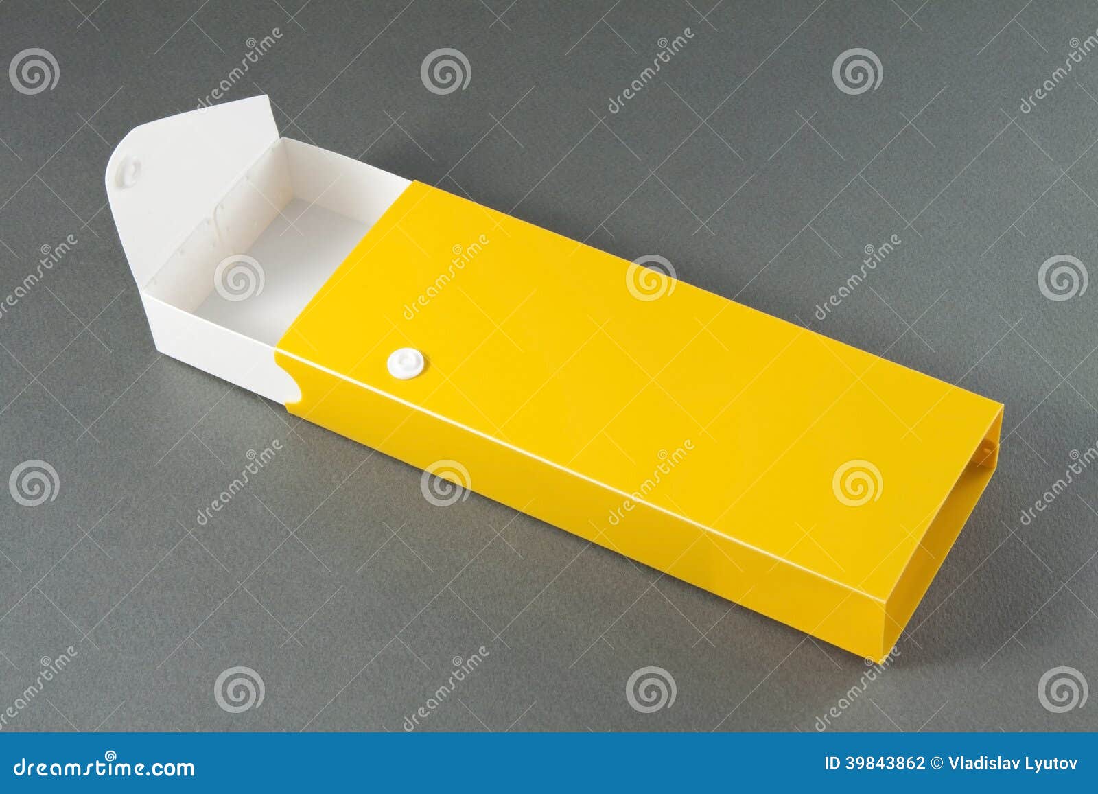Open Empty Pencil Box on Gray Background. Stock Photo - Image of office ...