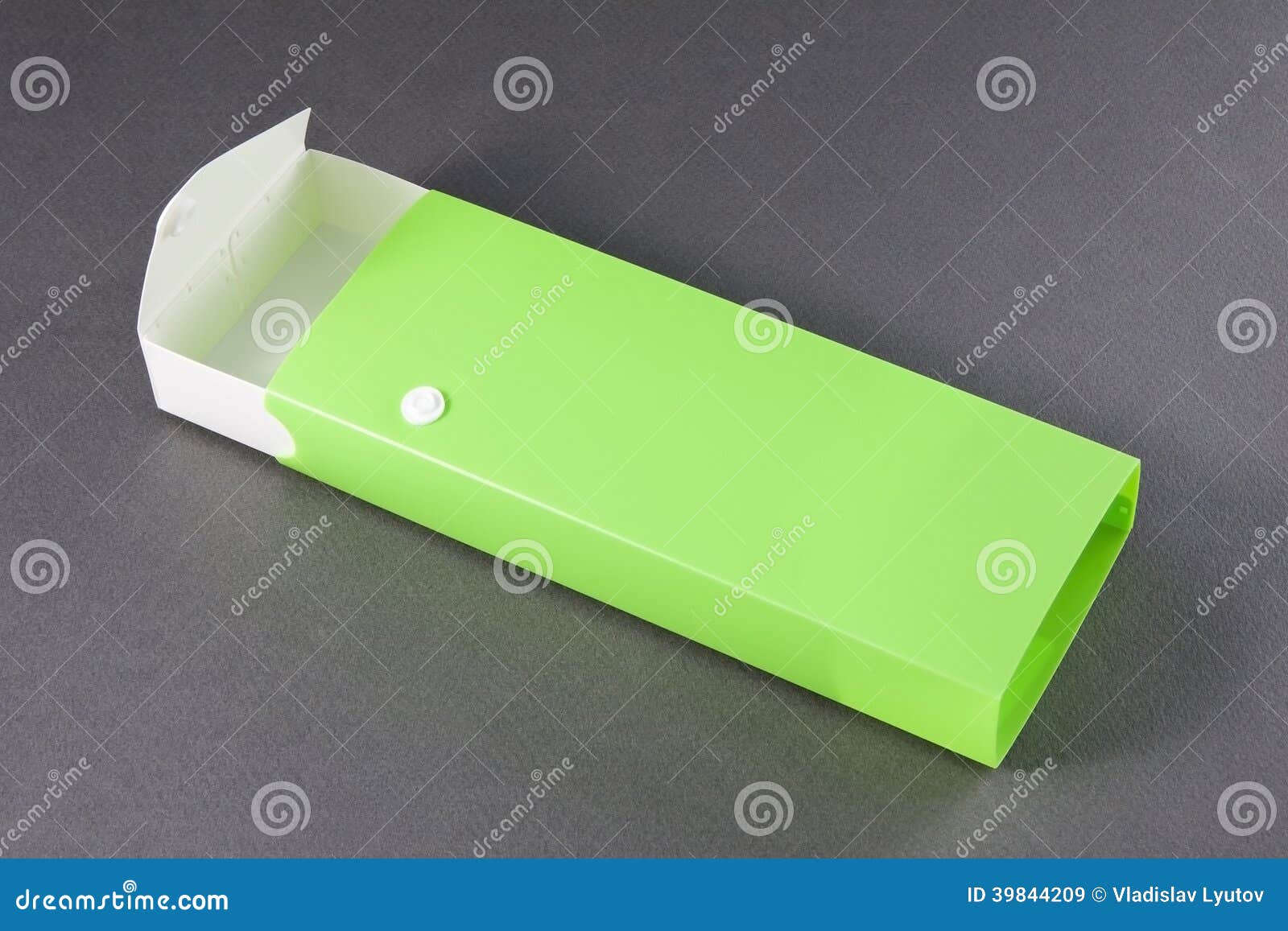 Open Empty Pencil Box on Gray Background. Stock Image - Image of ...