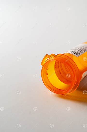 Open Empty Pill Bottle Showing Partial Label Stock Image - Image of ...