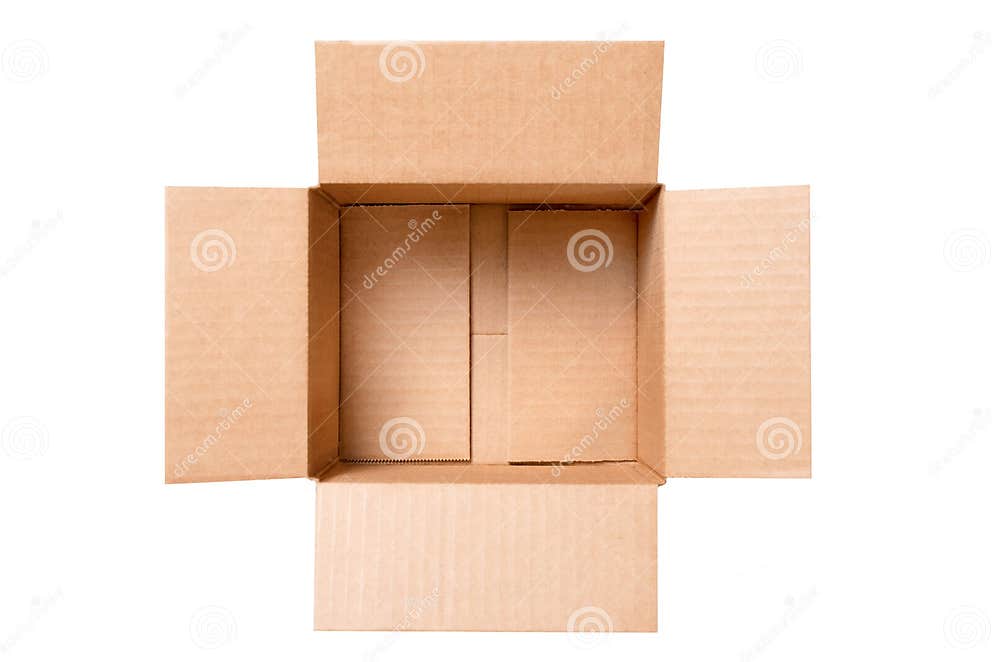 Open Empty Rectangular Cardboard Box Isolated on White Background ...