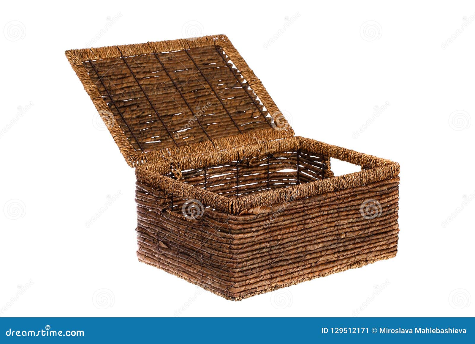 Open Empty Rectangular Picnic Basket or Chest Isolated on White Stock ...