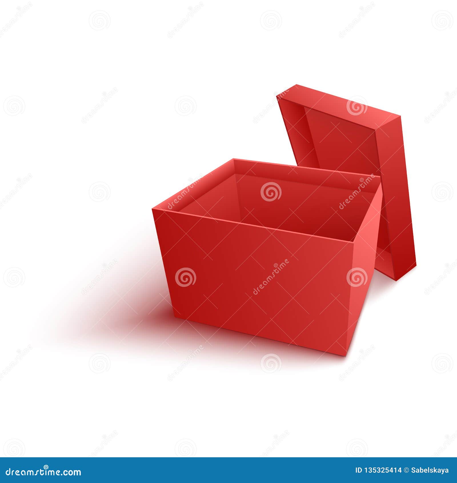 Open Empty Red Paper Box Vector Illustration in Realistic 3d Style ...