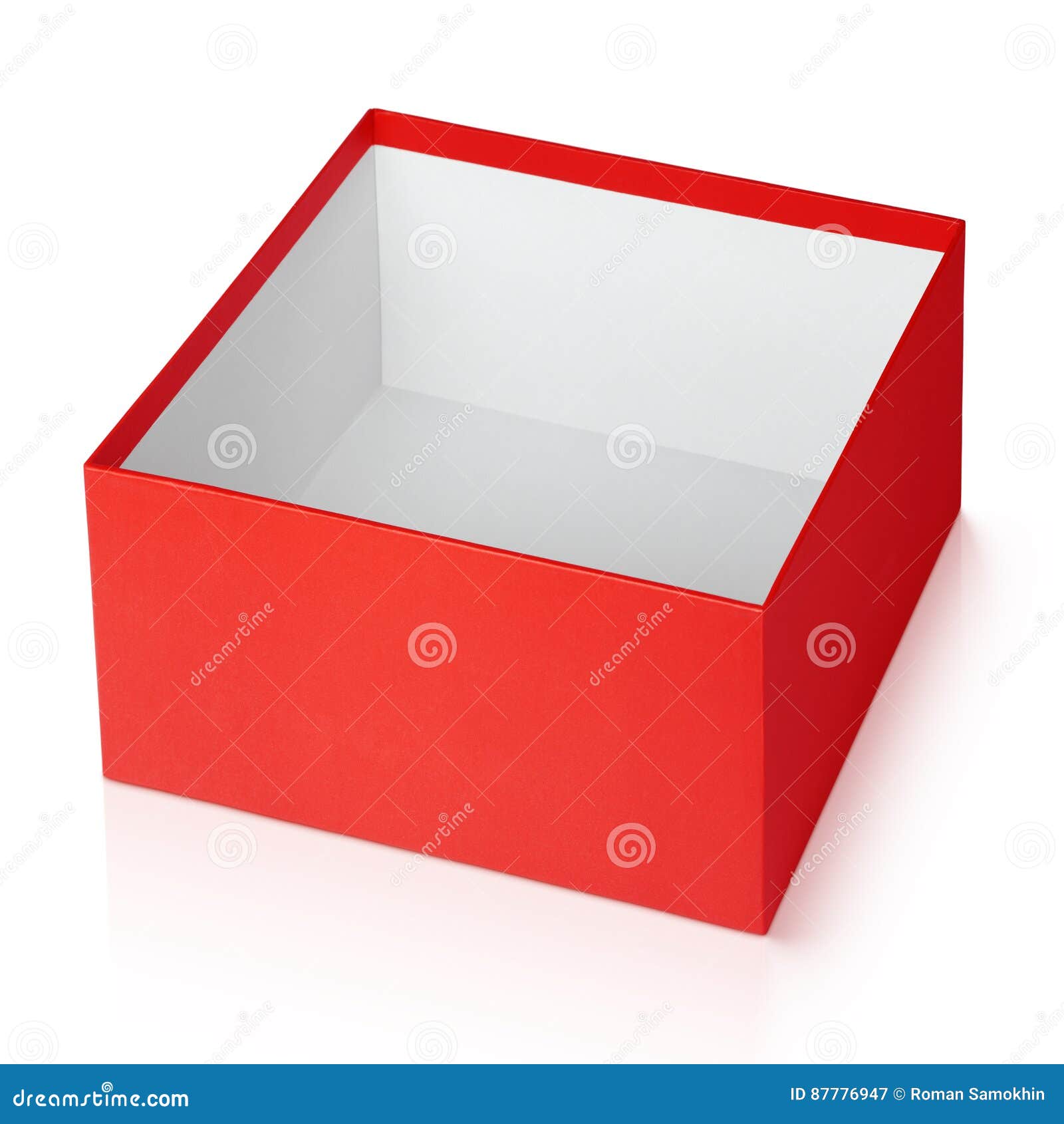 Open Empty Red Square Box Isolated on White Stock Image - Image of gift ...