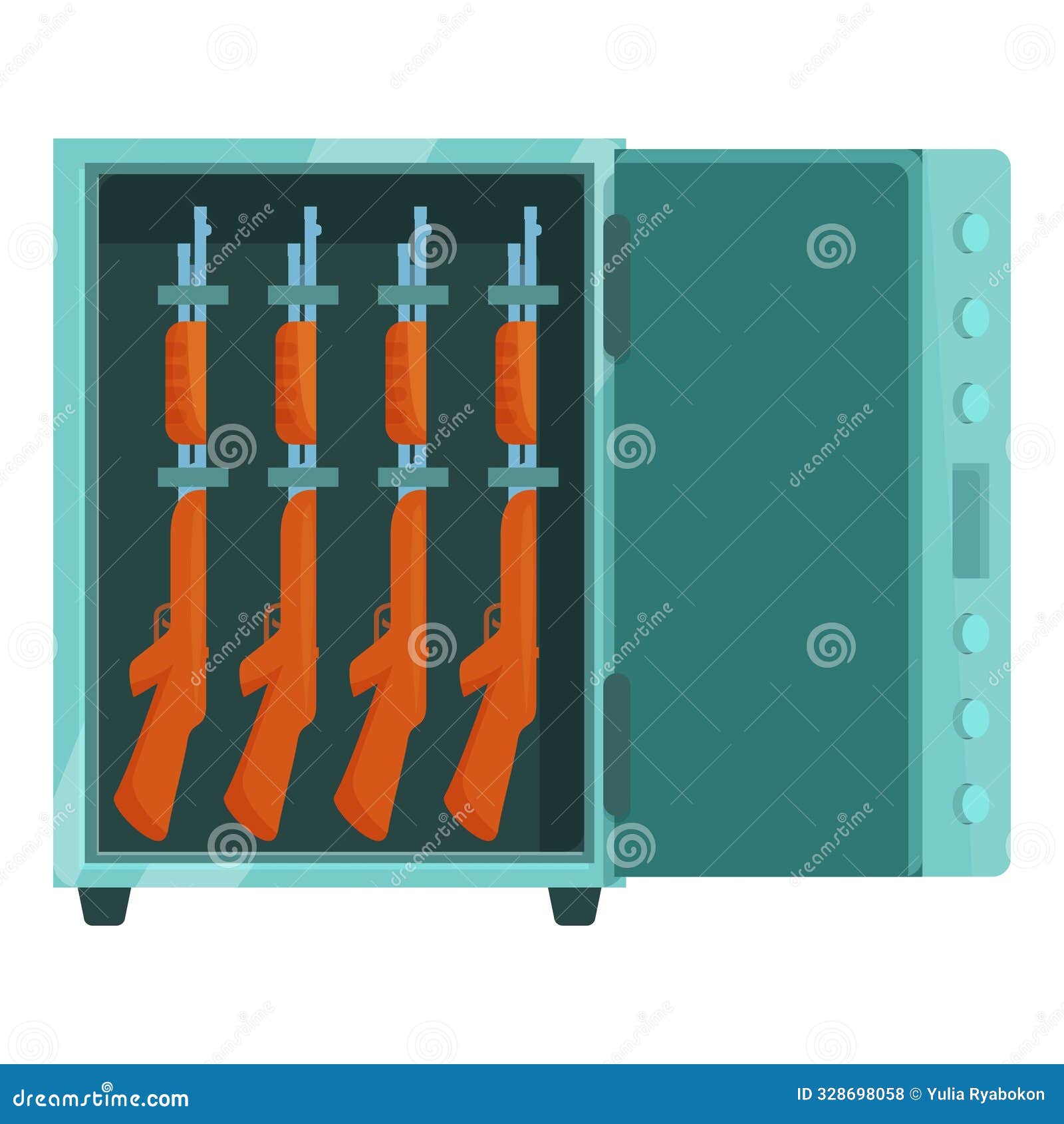 Open Metal Safe with Rifles Inside Keeping Guns Secure Stock Vector ...