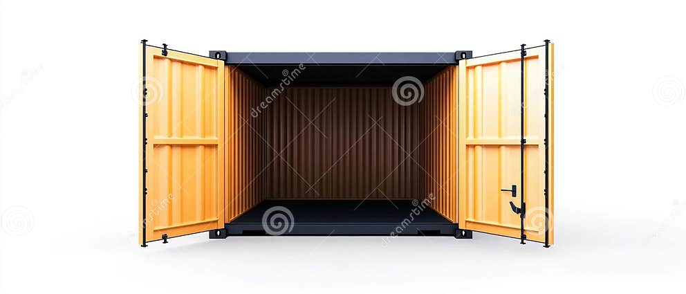 Open Empty Shipping Container on White Background Stock Illustration ...