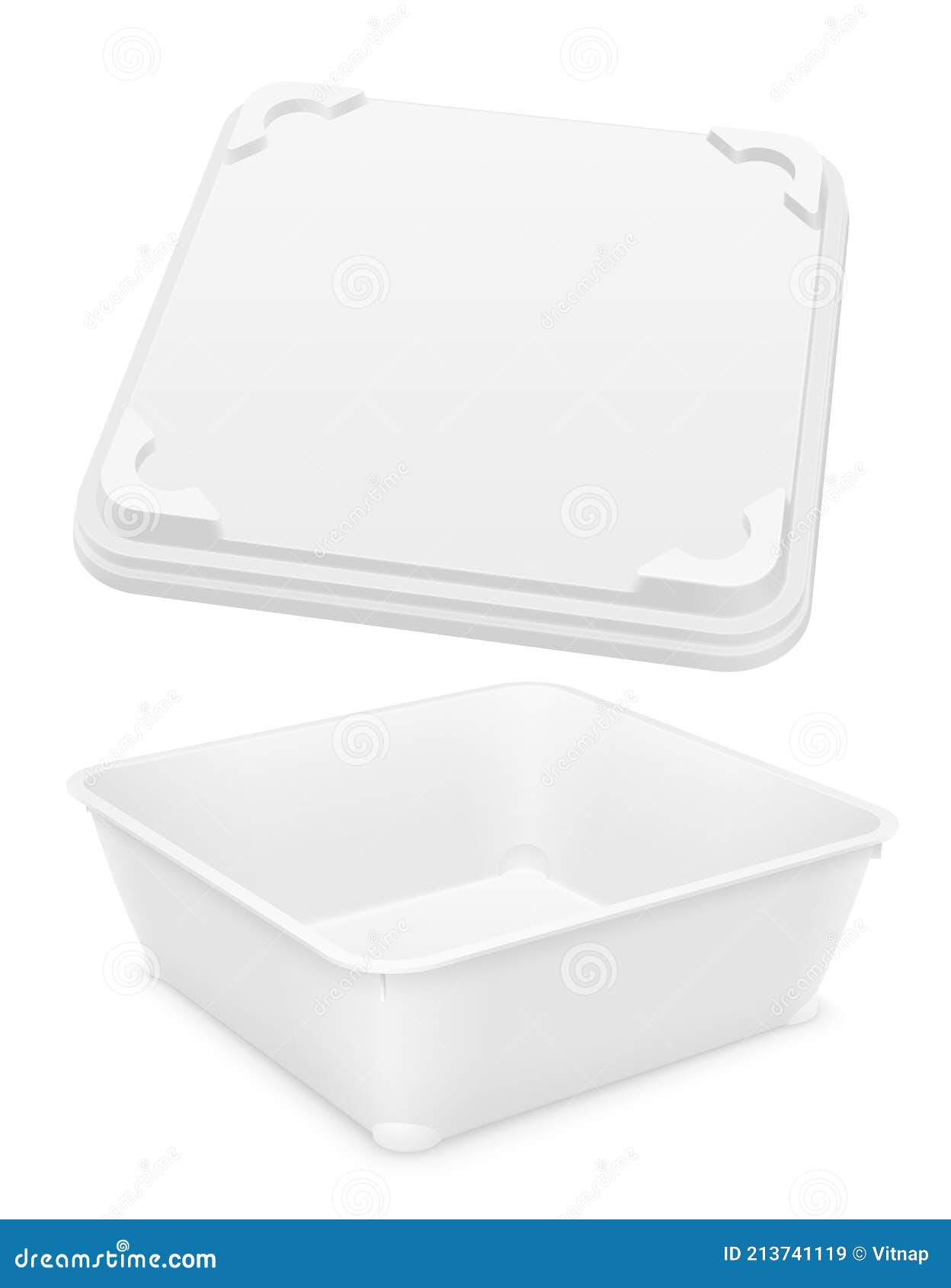 Open Empty Square Plastic Container with Motionless Locking System ...