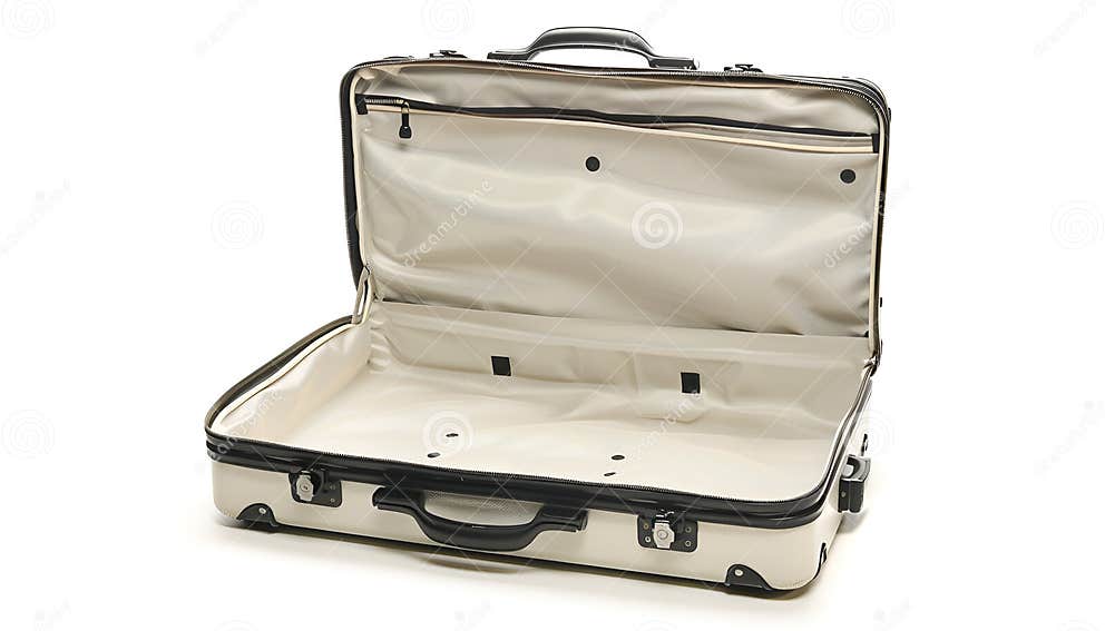 Open Empty Suitcase for Travelling Isolated on White Stock Photo - Image of vacation, holiday ...
